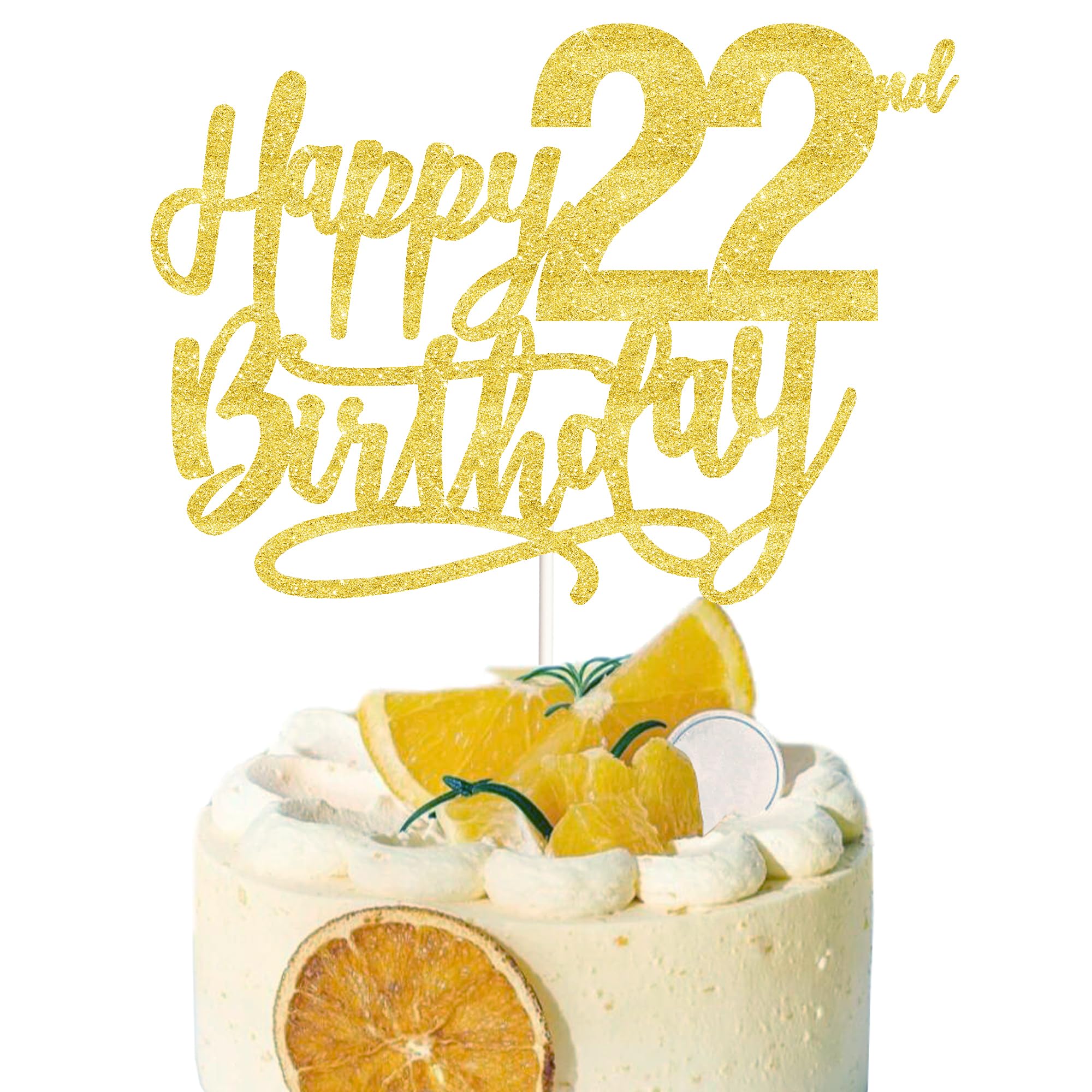 Snapklik.com : 22 Birthday Cake Toppers-Gold Glitter, Happy 22nd Cake ...