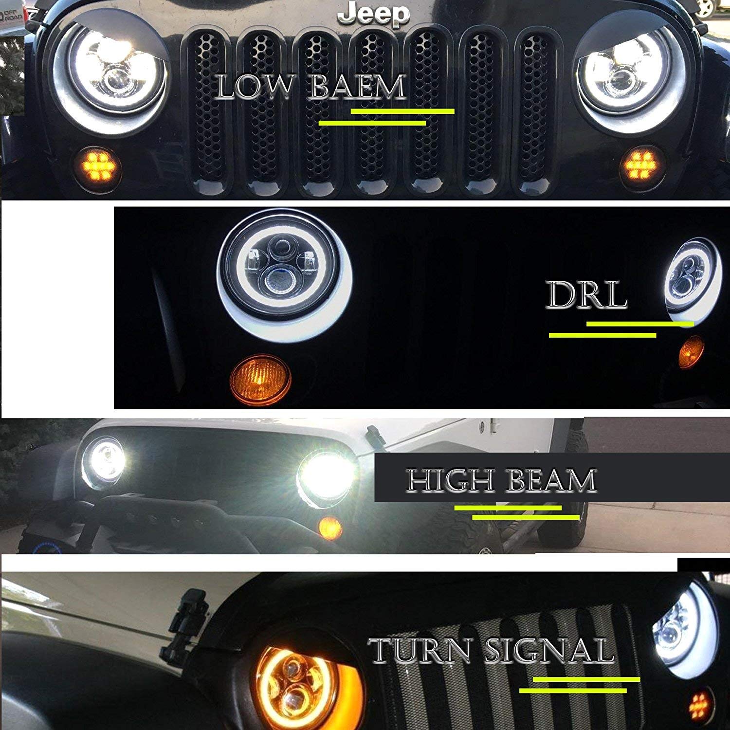 Buy 7"Inch Round LED Projector Headlights W/LED Turn Signal Light DRL ...
