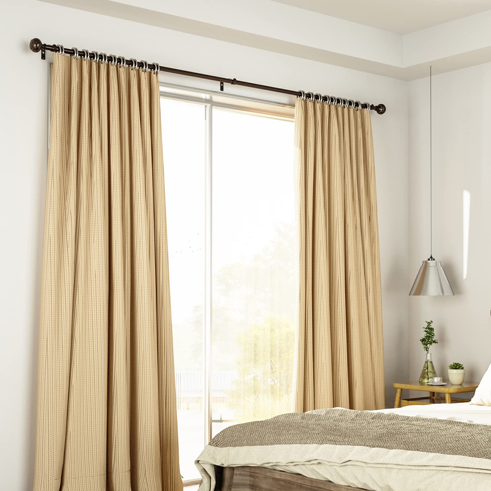 SZXIMU Curtain Rod 3/4 Inch Adjustable Drapery Rods for Windows with 3 ...