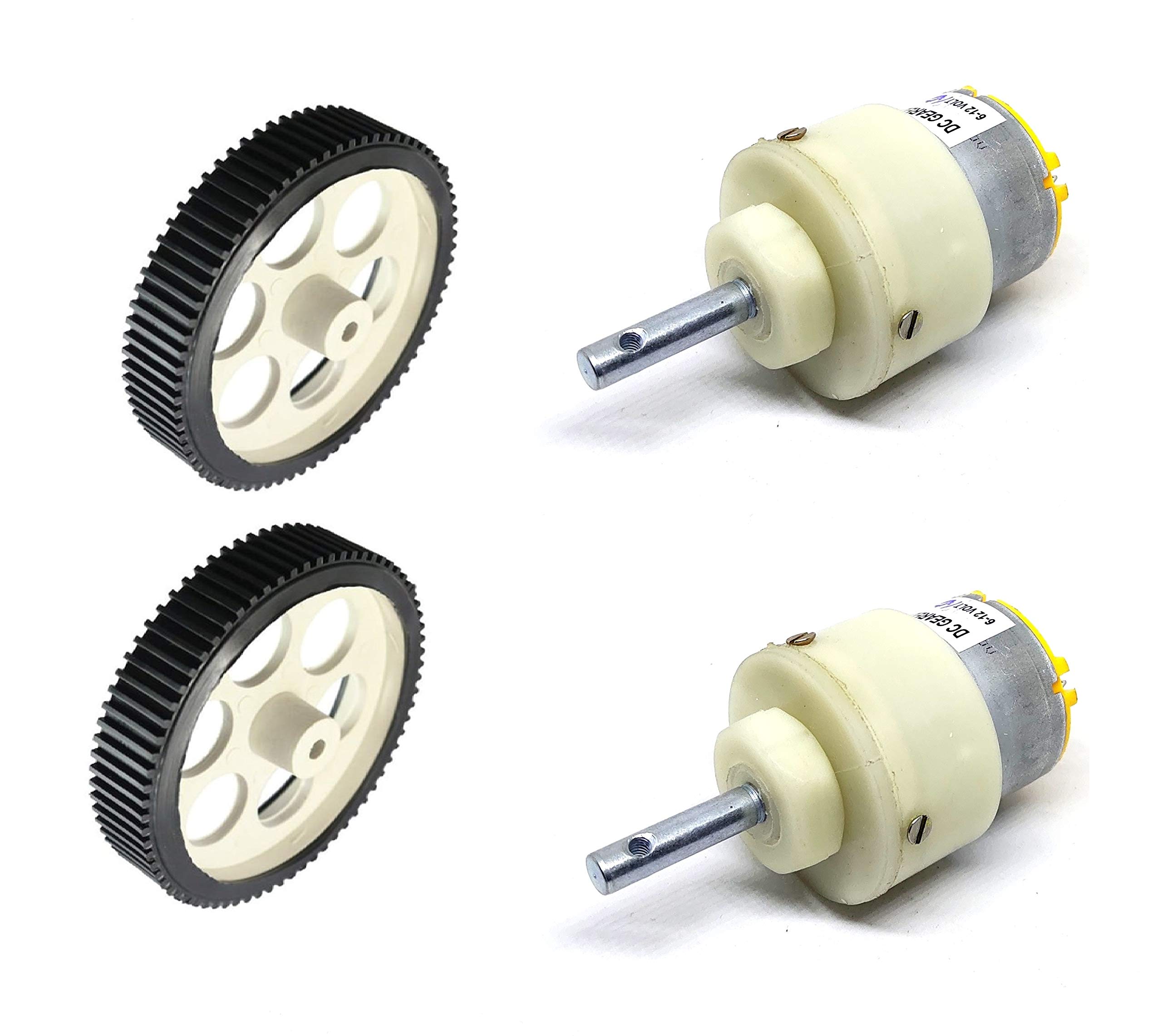 Buy INVENTO 2pcs 6V - 12V 5 Kg-cm 500 rpm DC Metal Geared Motor with ...