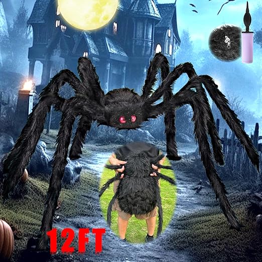 Amazon.com: BEABOO 12 Ft Halloween Giant Inflatable Spider,Realistic ...