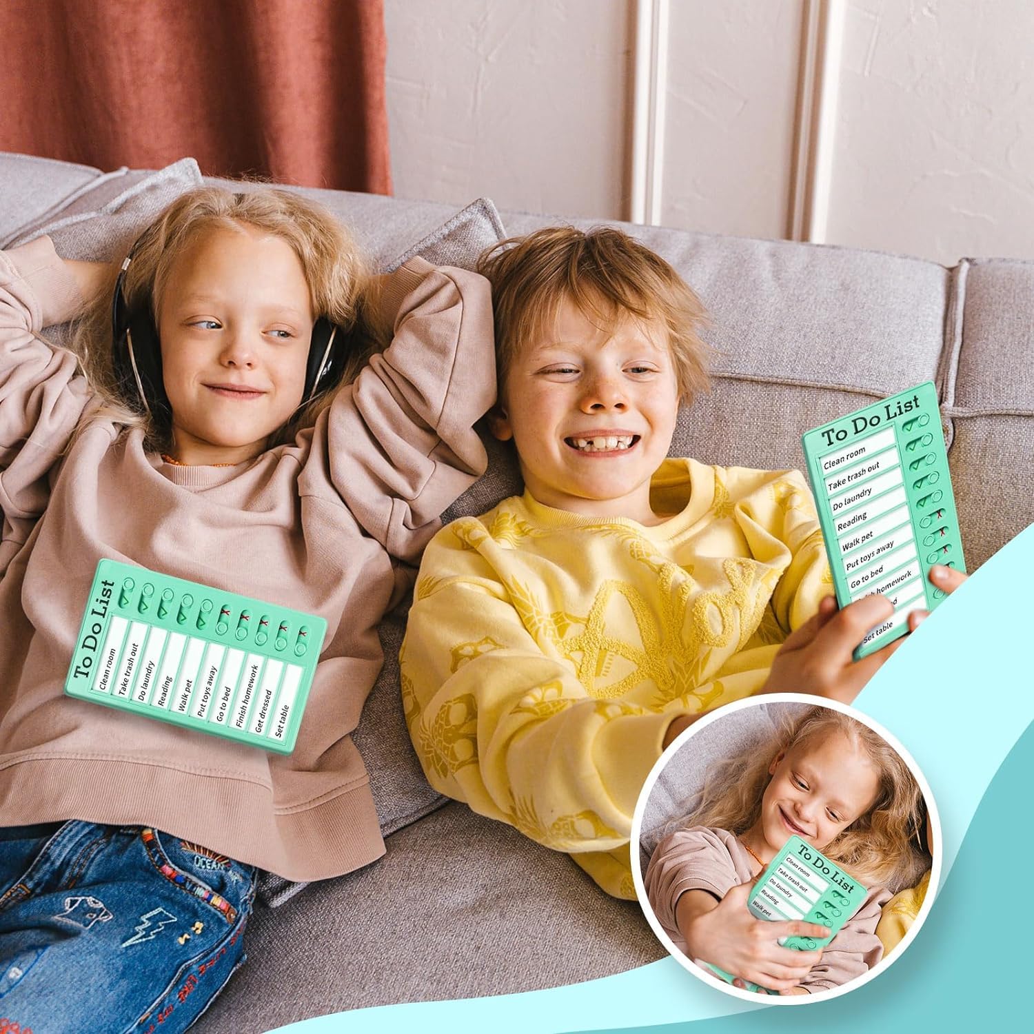 Snapklik.com : 4 Pieces Chore Chart For Kids, Sliding Routine Chart