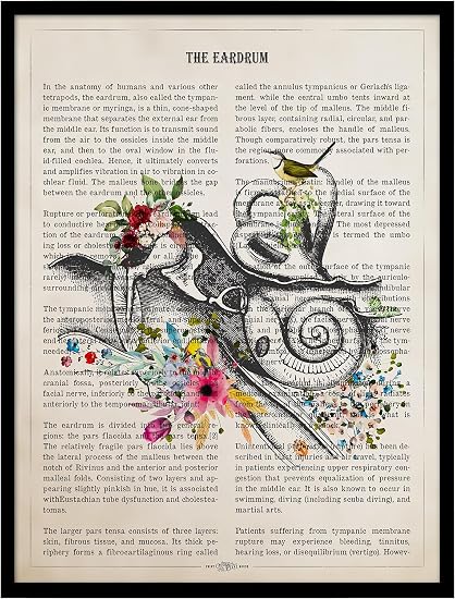 Amazon.com: AgedPixel Eardrum Anatomy Flower Print, Tympanic membrane ...