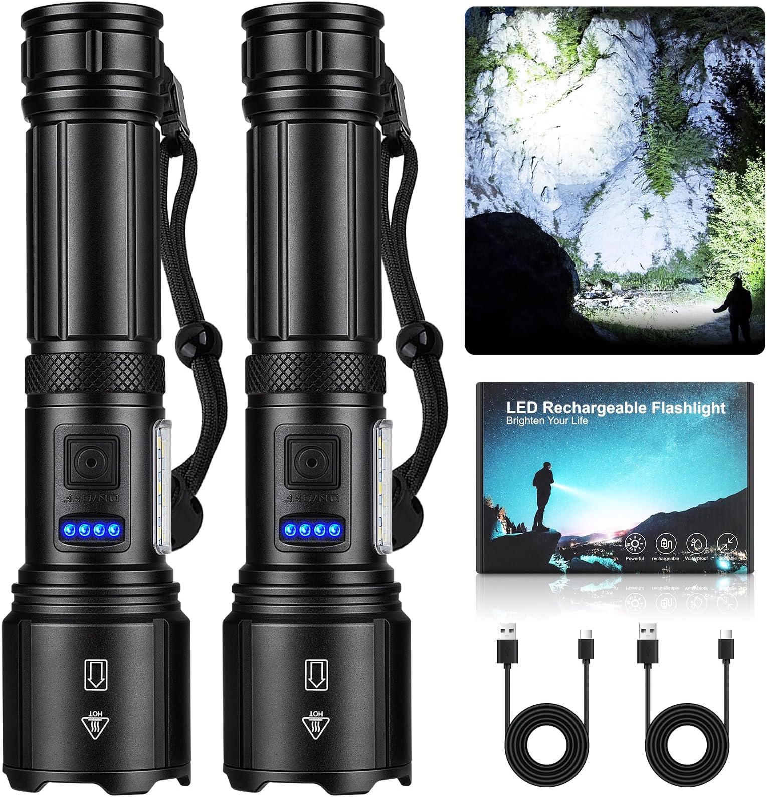 Amazon.com: Rechargeable LED Flashlights High Lumens, 990,000 Lumens ...