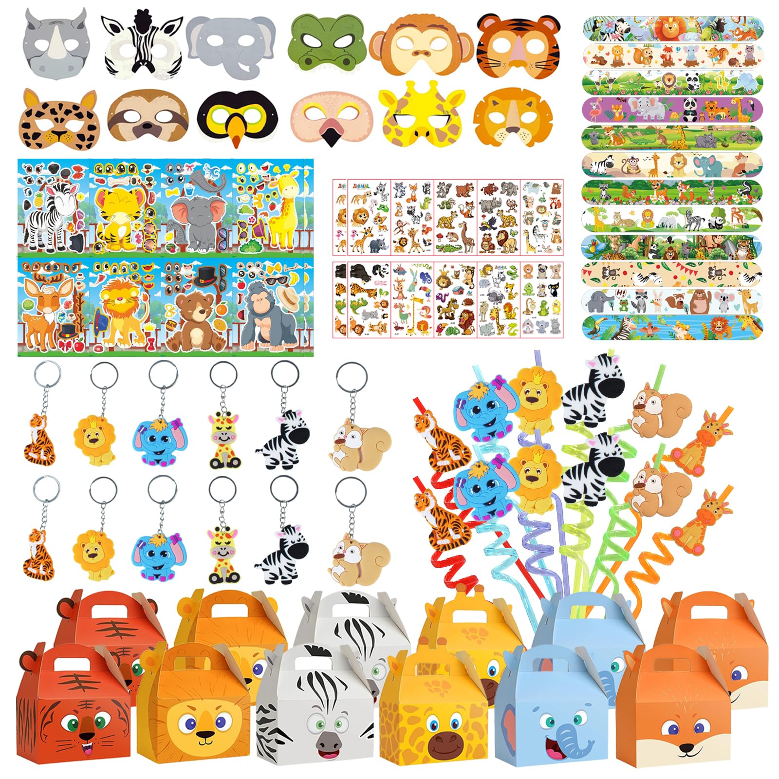 Amazon.com: Weesdsio Jungle Safari Party Favors Set 7 Types 84 PCS ...