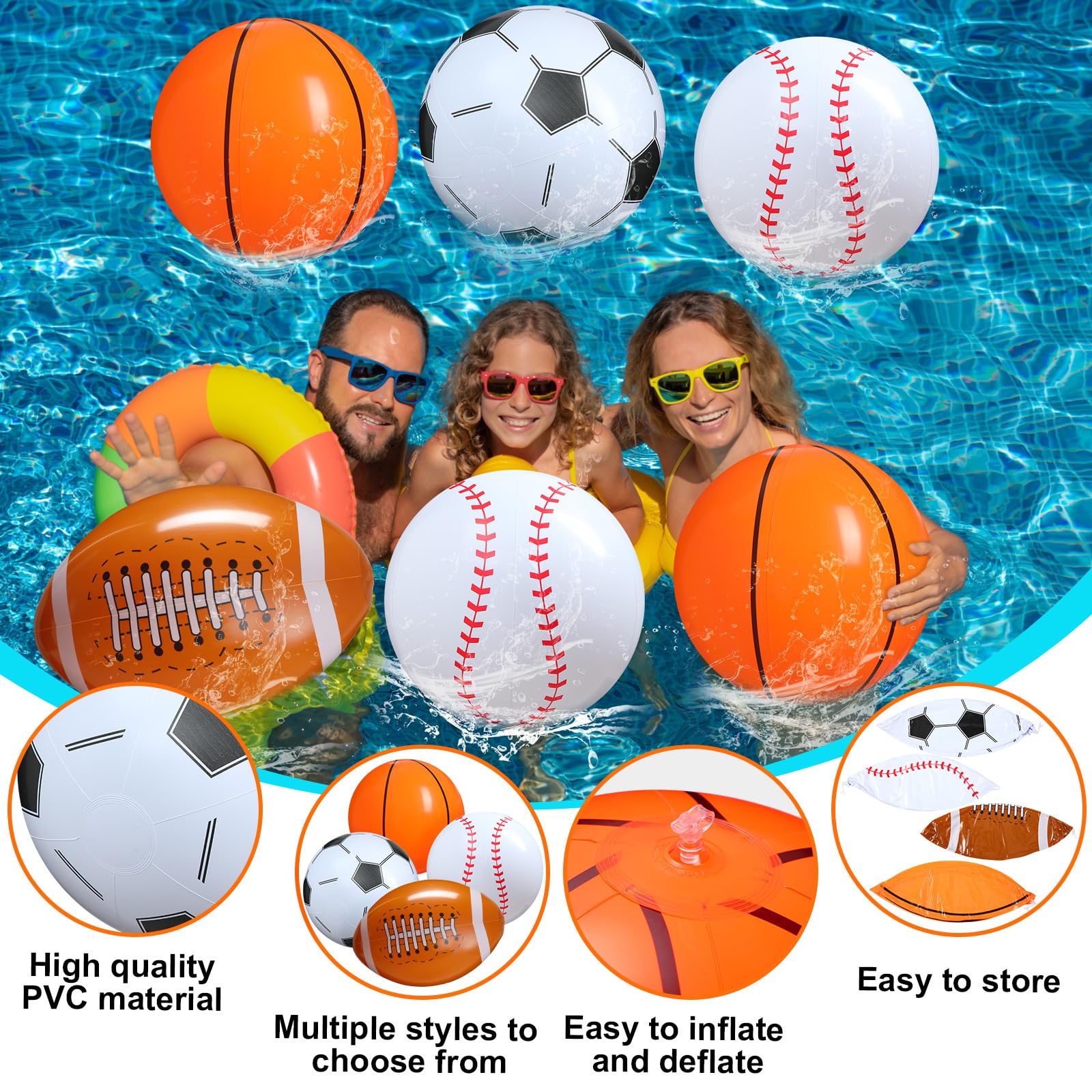 Snapklik.com : 100 Pcs Inflatable Sports Balls 16 Inch Inflatable Beach ...