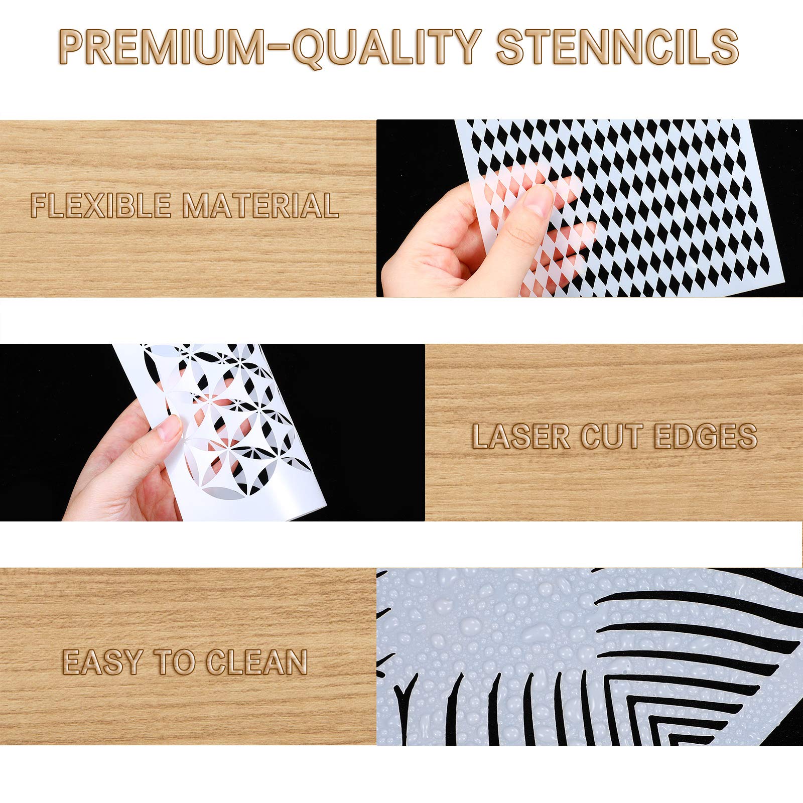 12 Pieces Geometric Stencils Painting DIY Templates Drawing Reusable ...
