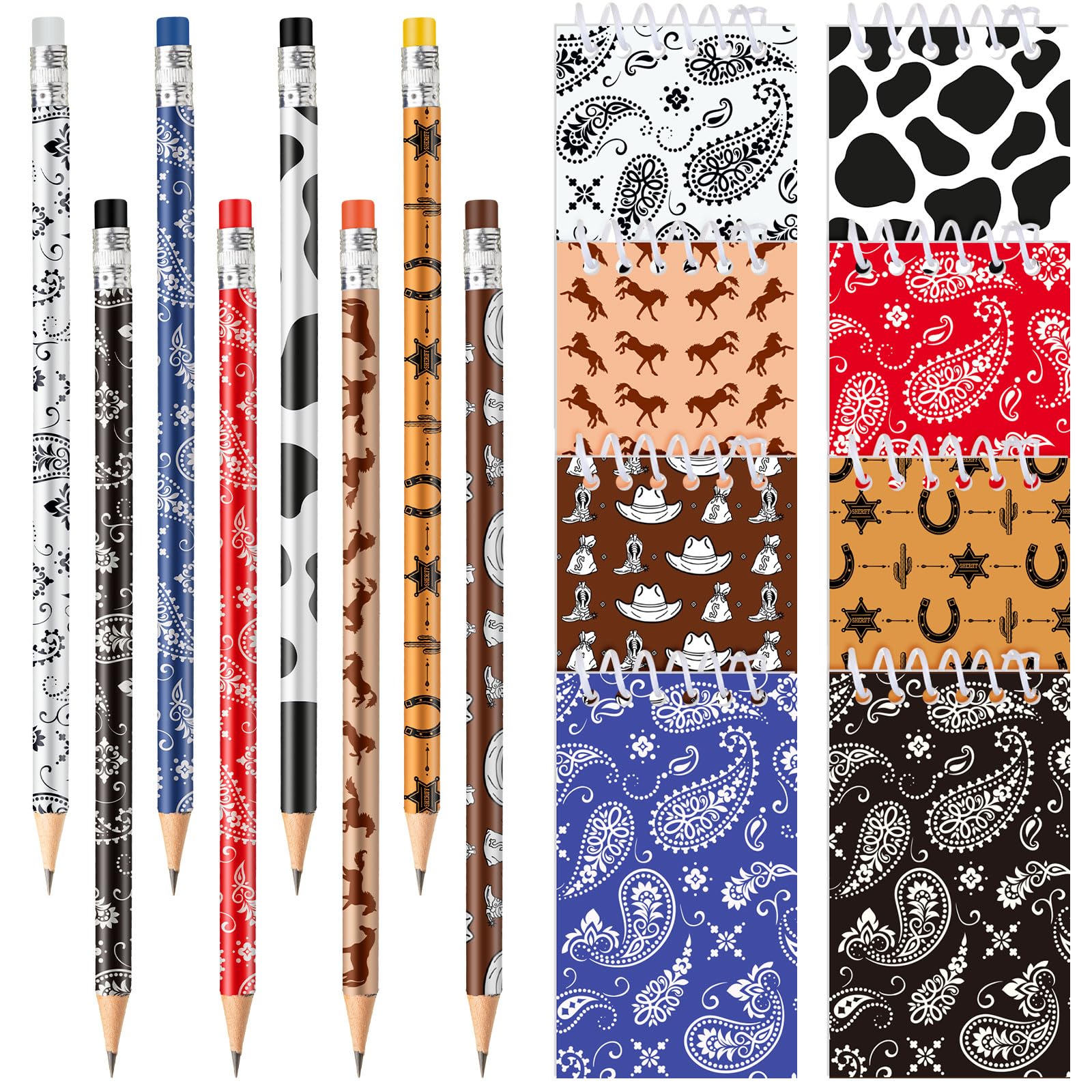 Amazon.com: Teling 16 Pcs Western Cowboy Top Bound Spiral Notebook and ...