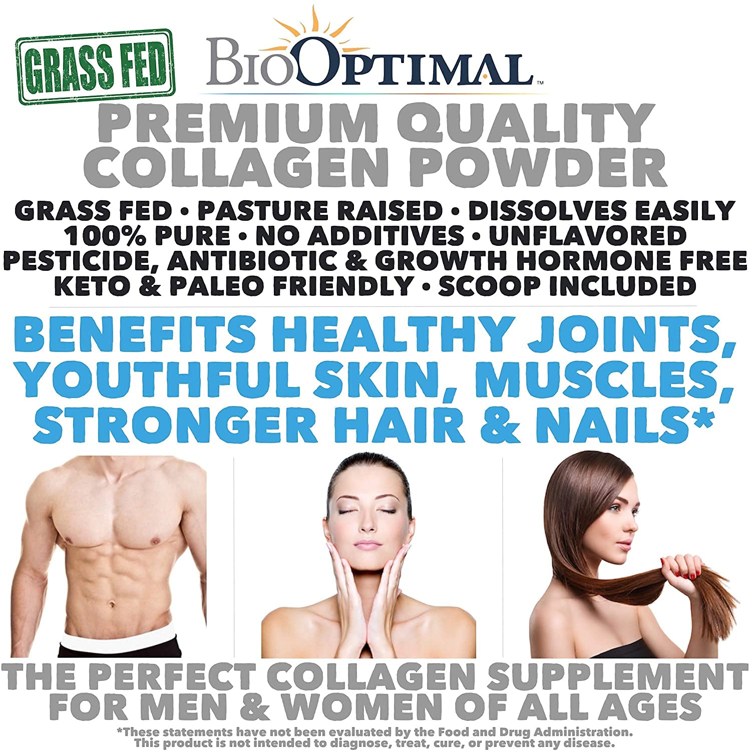 BioOptimal Collagen Powder, Collagen Peptides, Grass F...B01LVZ7N8G ...