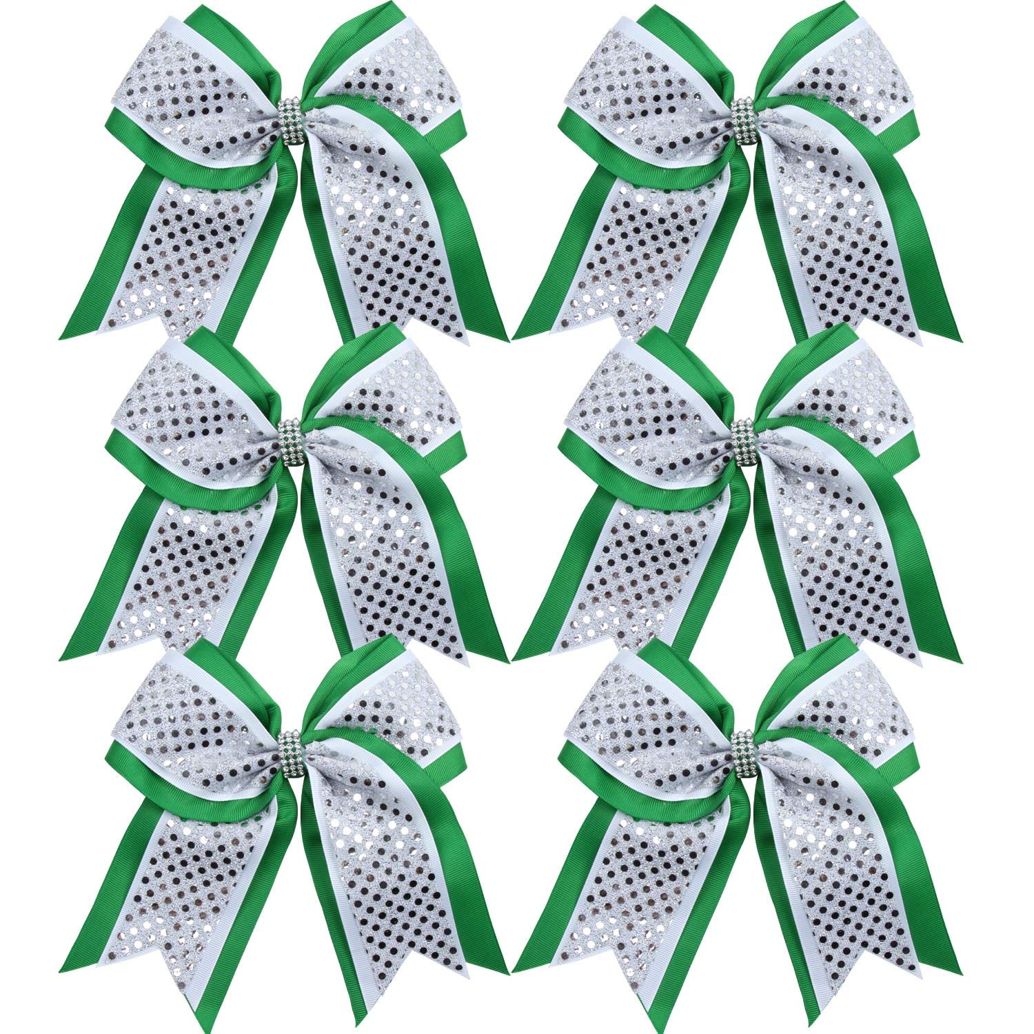 Green And Silver Cheer Bows