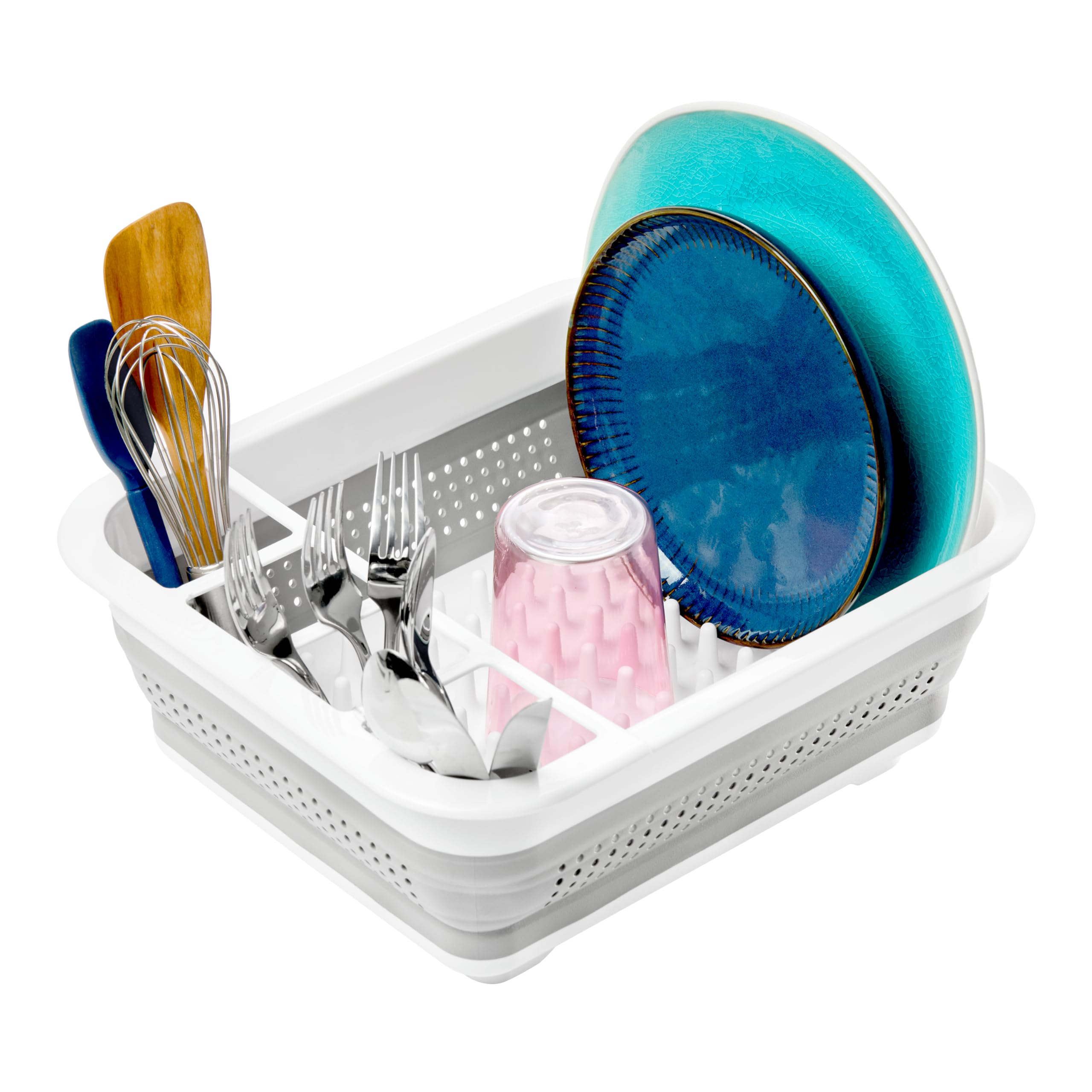 madesmart Collapsible Dish Drying Rack for Kitchen Counters, Plastic ...