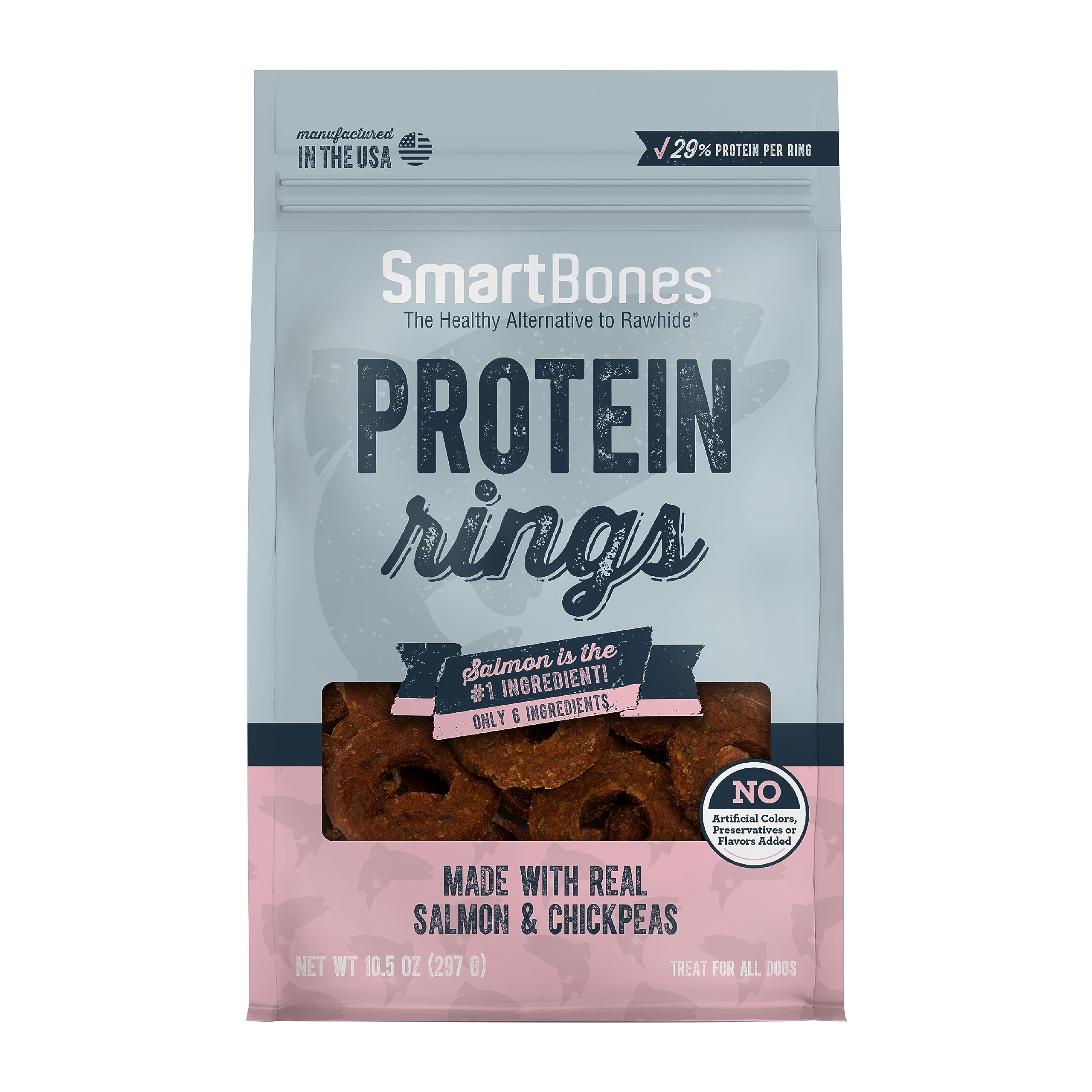 SmartBones Protein Rings with Real Salmon and Chickpeas, 10.5 OZ Salmon ...