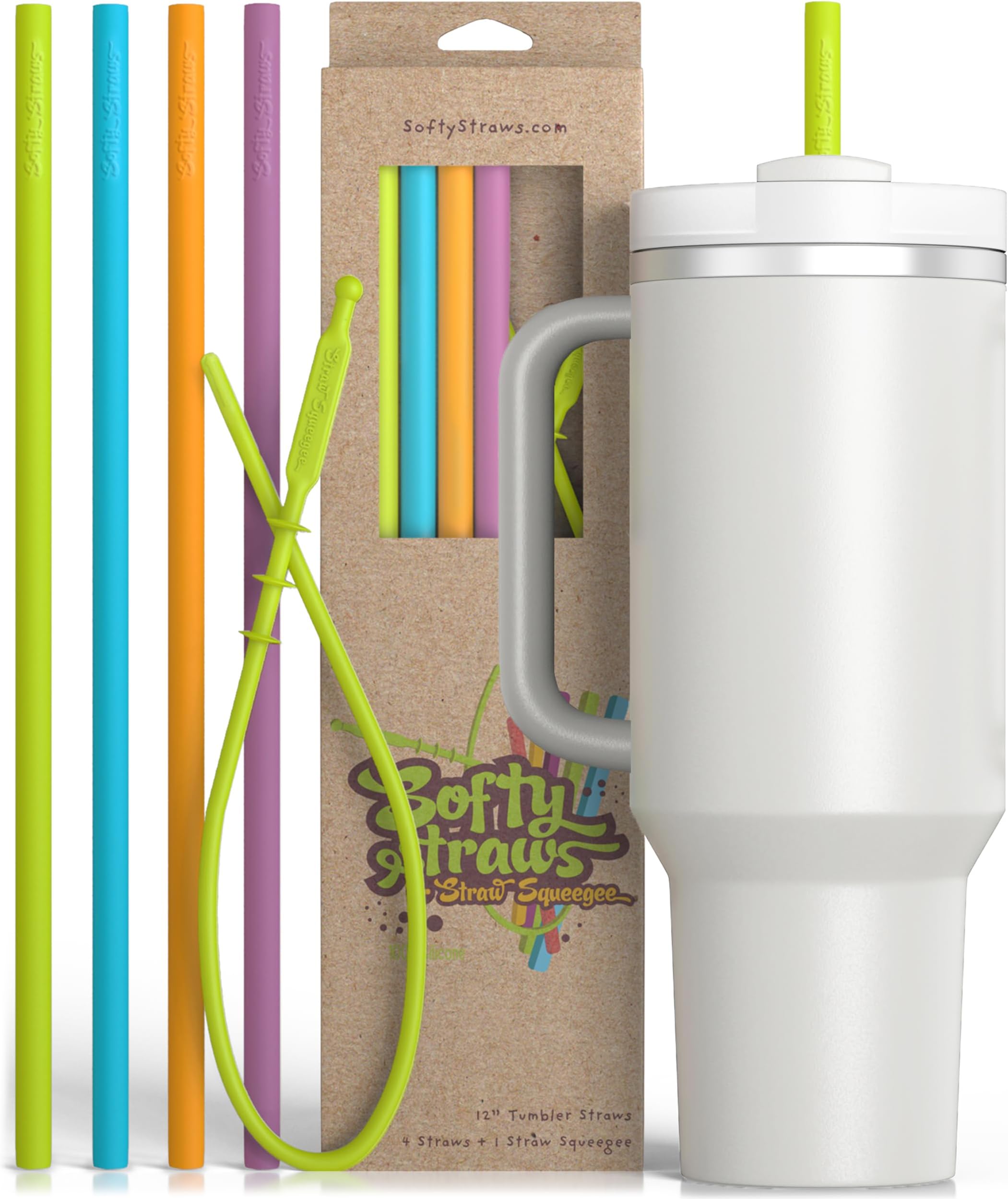 Amazon.com: ALINK Reusable Silicone Smoothie Straws, 12” Extra Long ...