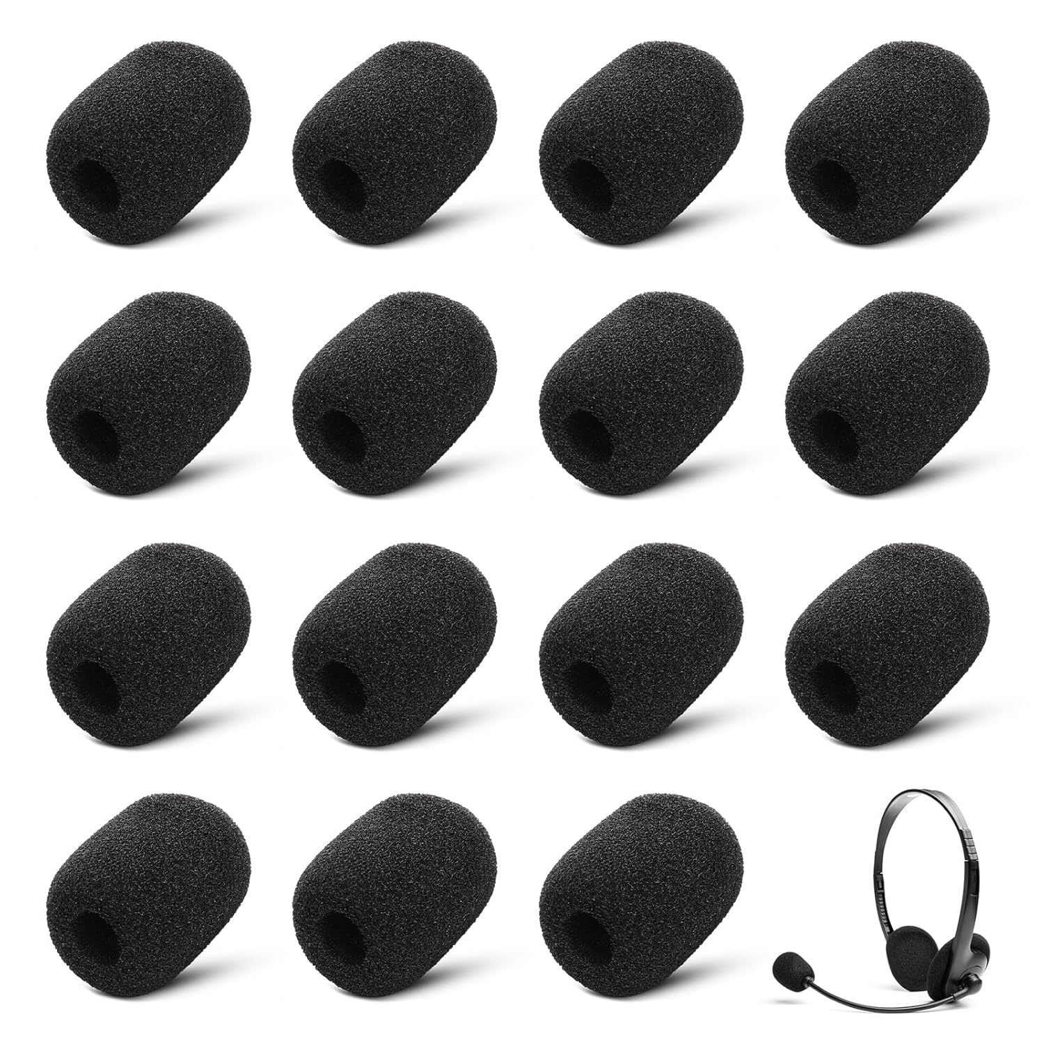 15 Pack Mini Foam Windscreen for Headset Microphone, Mic Foam Covers ...