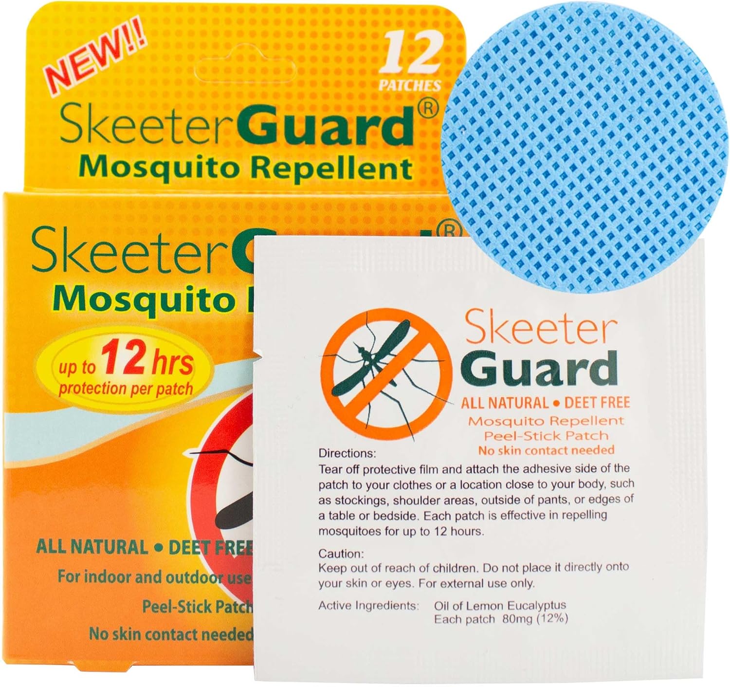 Skeeter Guard Mosquito and Insect Repellent - 12 Patches All Natural Ingredients for Indoor and ...