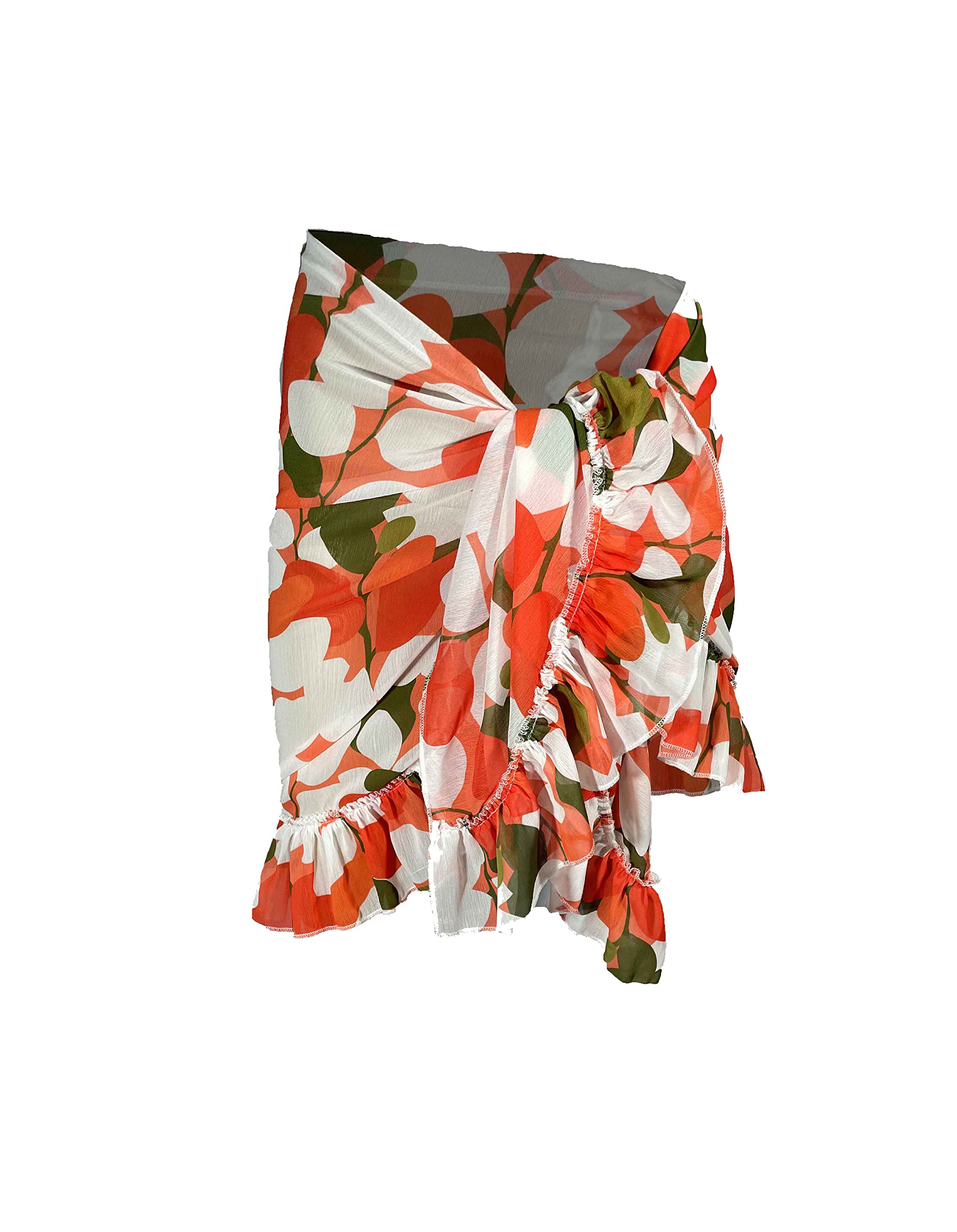 Frida Printed Short Sarong Cover-up with Frills