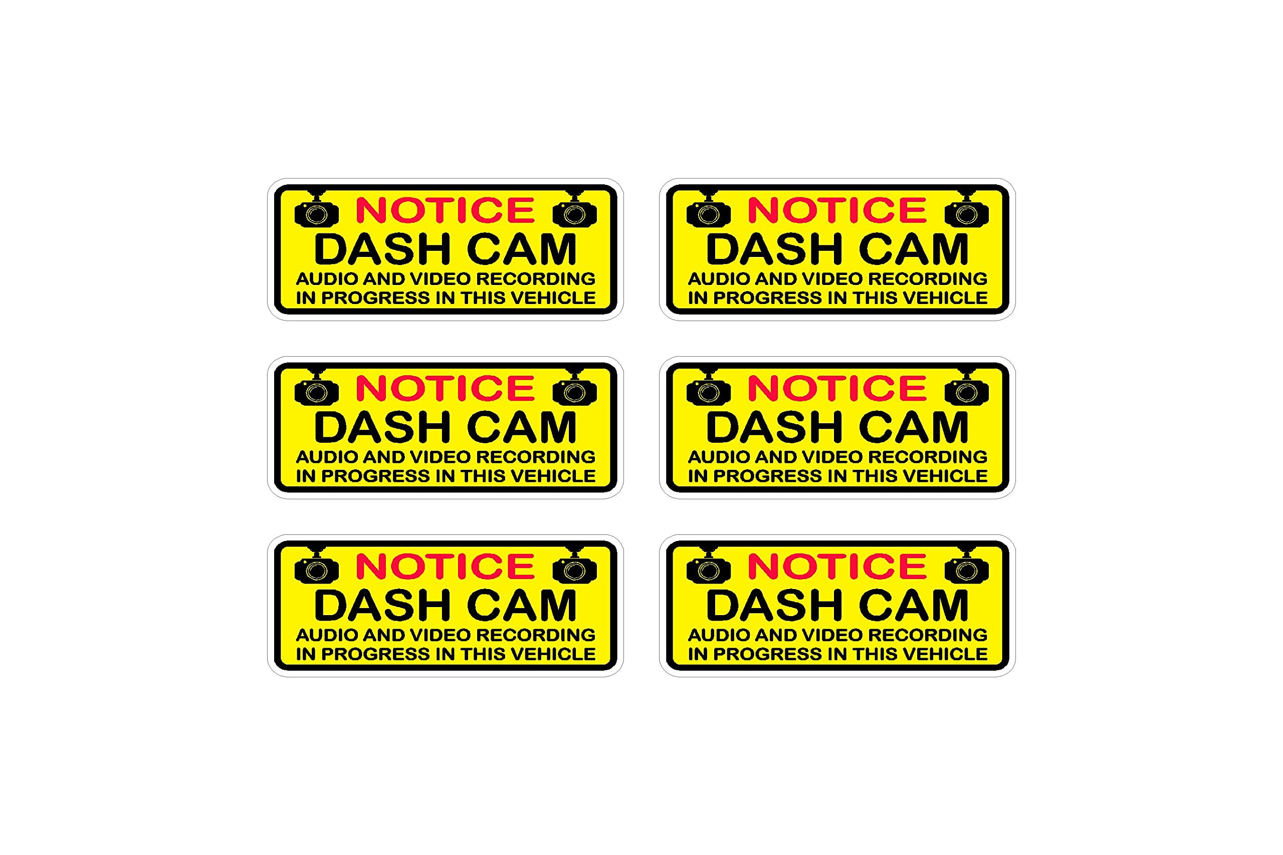 Amazon.com: 6pk Notice Dash Cam Audio Video Recording Yellow Red Black ...