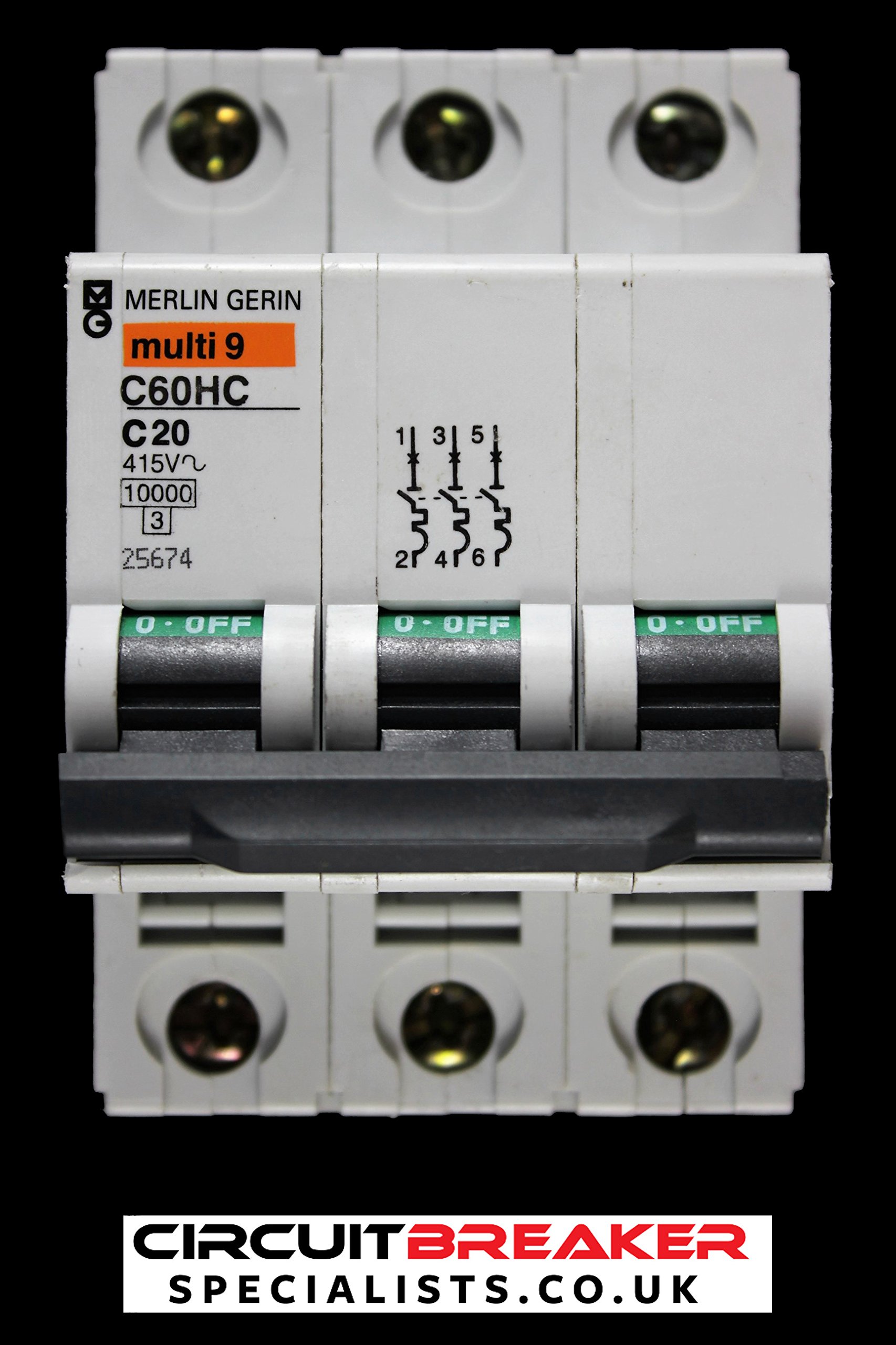 Buy MERLIN GERIN 20 AMP TYPE C 10kA TRIPLE POLE MCB CIRCUIT BREAKER ...