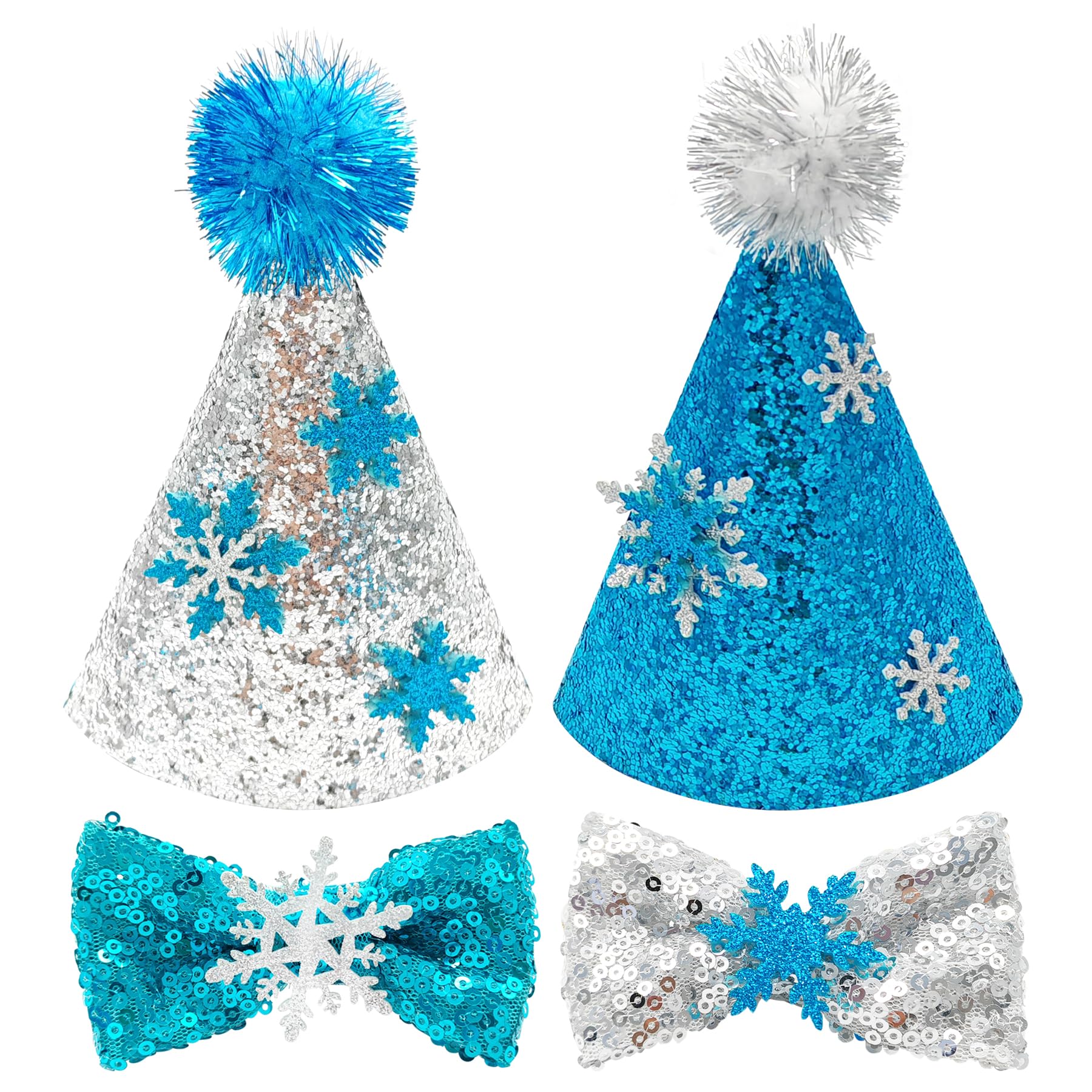 Amazon.com : PET SHOW 4 Pack Winter Party Hats and Bow Ties Sets for ...