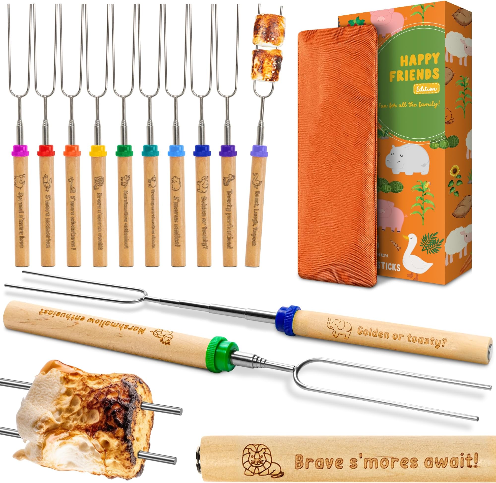 Amazon.com: CARPATHEN Marshmallow Roasting Sticks Campfire - Set of ...