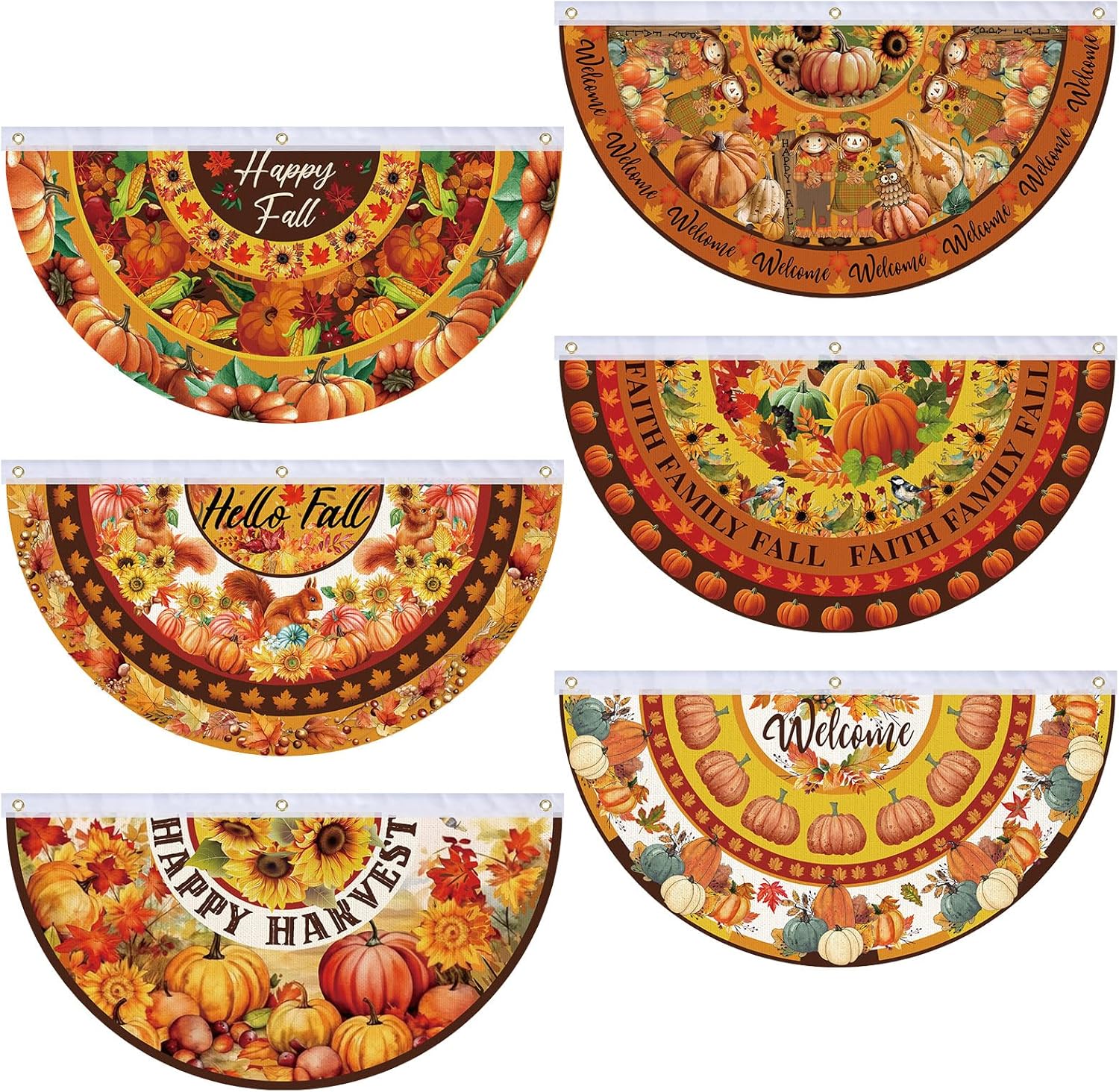 Amazon.com : 6 Pcs Hello Fall Bunting Flag Thanksgiving Pumpkin Welcome ...