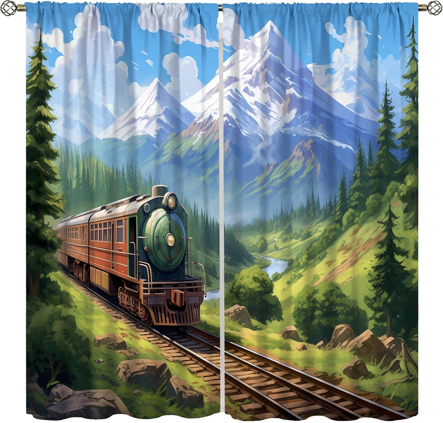 Amazon.com: AAVEUP Train Blackout Curtains for Boys,Cartoon Nature ...