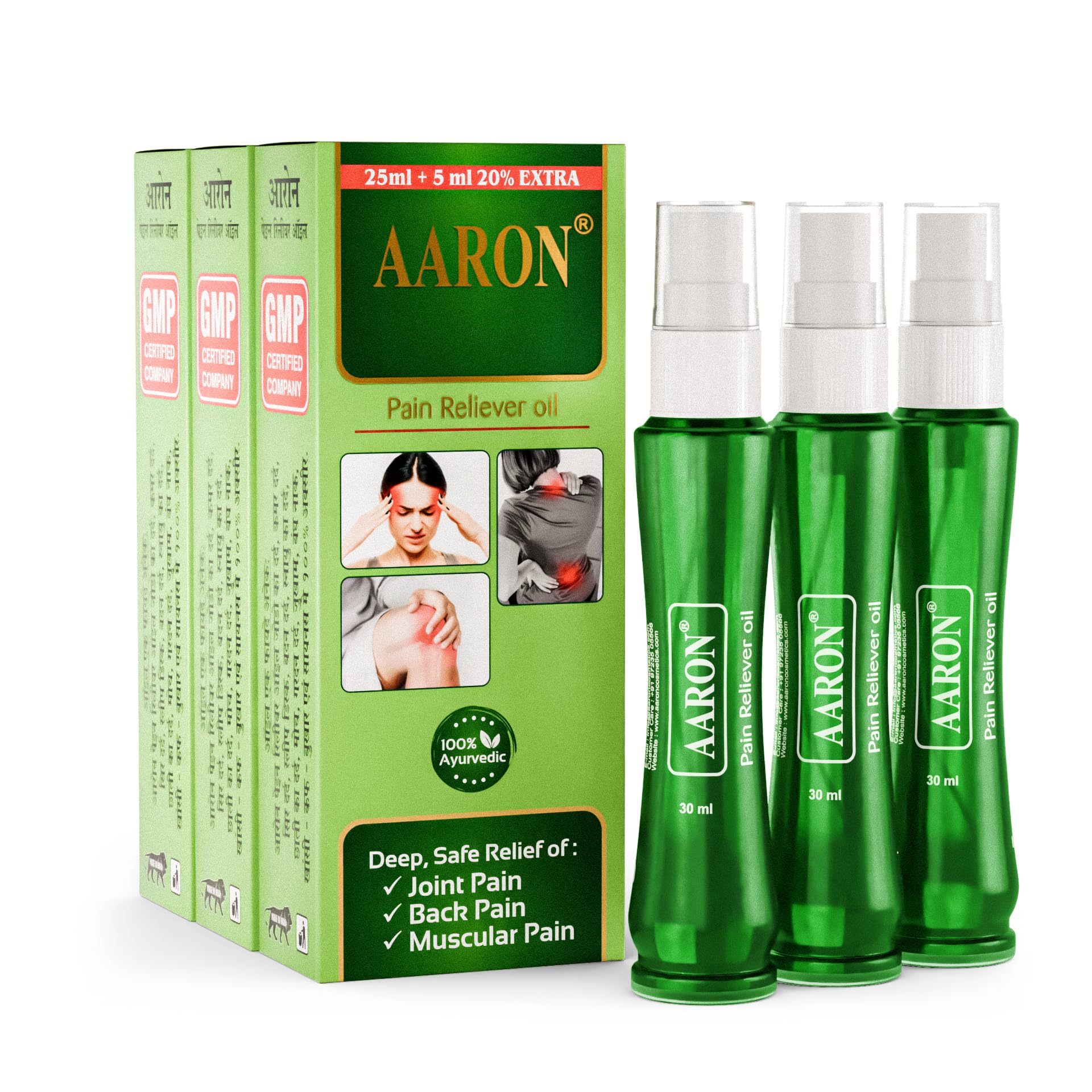 Aaron Ayurvedic Pain Reliever Oil for Body, Back, Knee, Legs, Shoulder ...