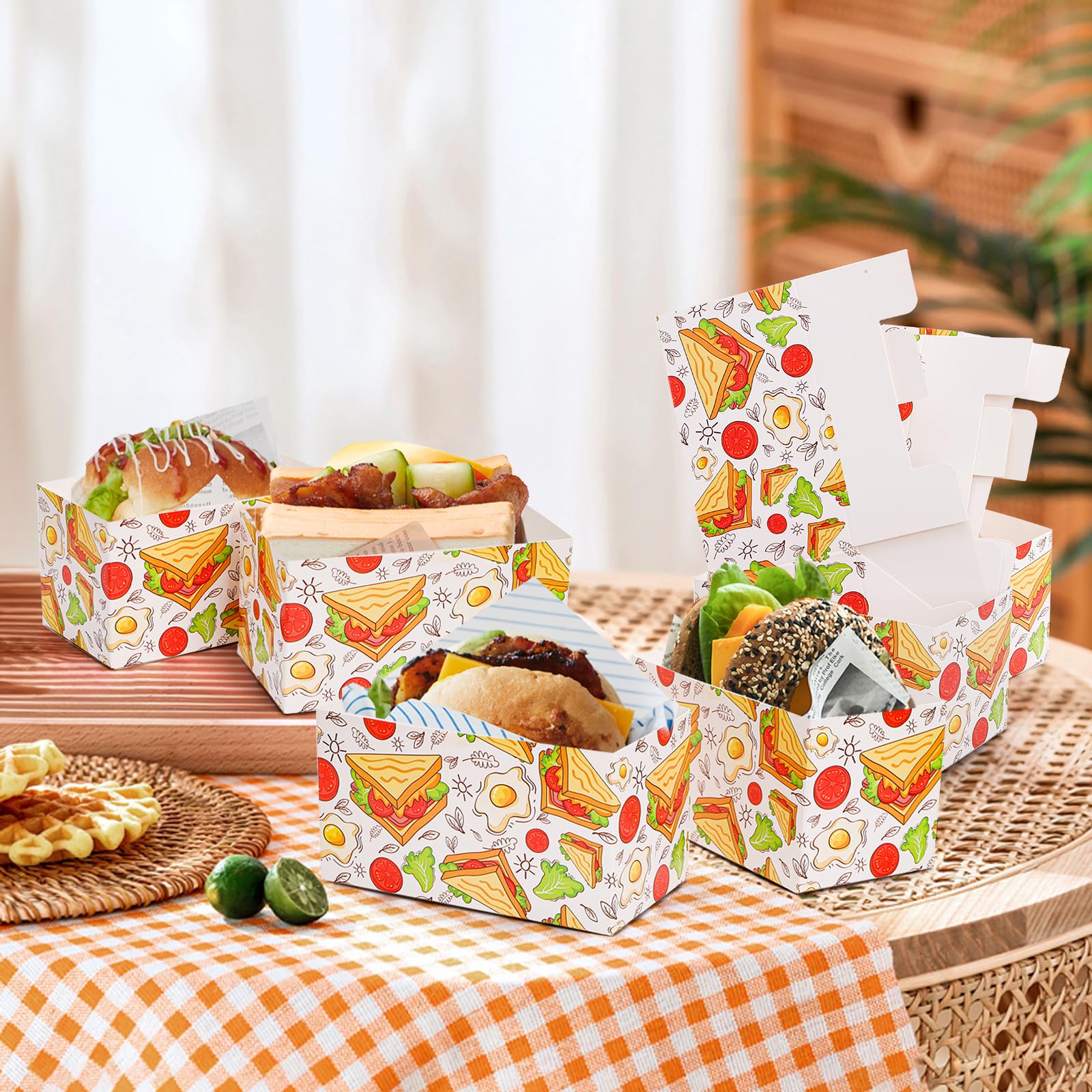 Snapklik.com : 100 PCS Disposable Sandwich Paper Boxes, Egg Sandwich ...