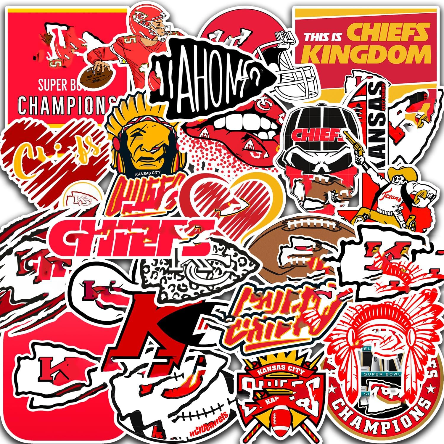Amazon.com: 35 PCS Kansas City Stickers Decal for Chiefs Stickers Pack ...