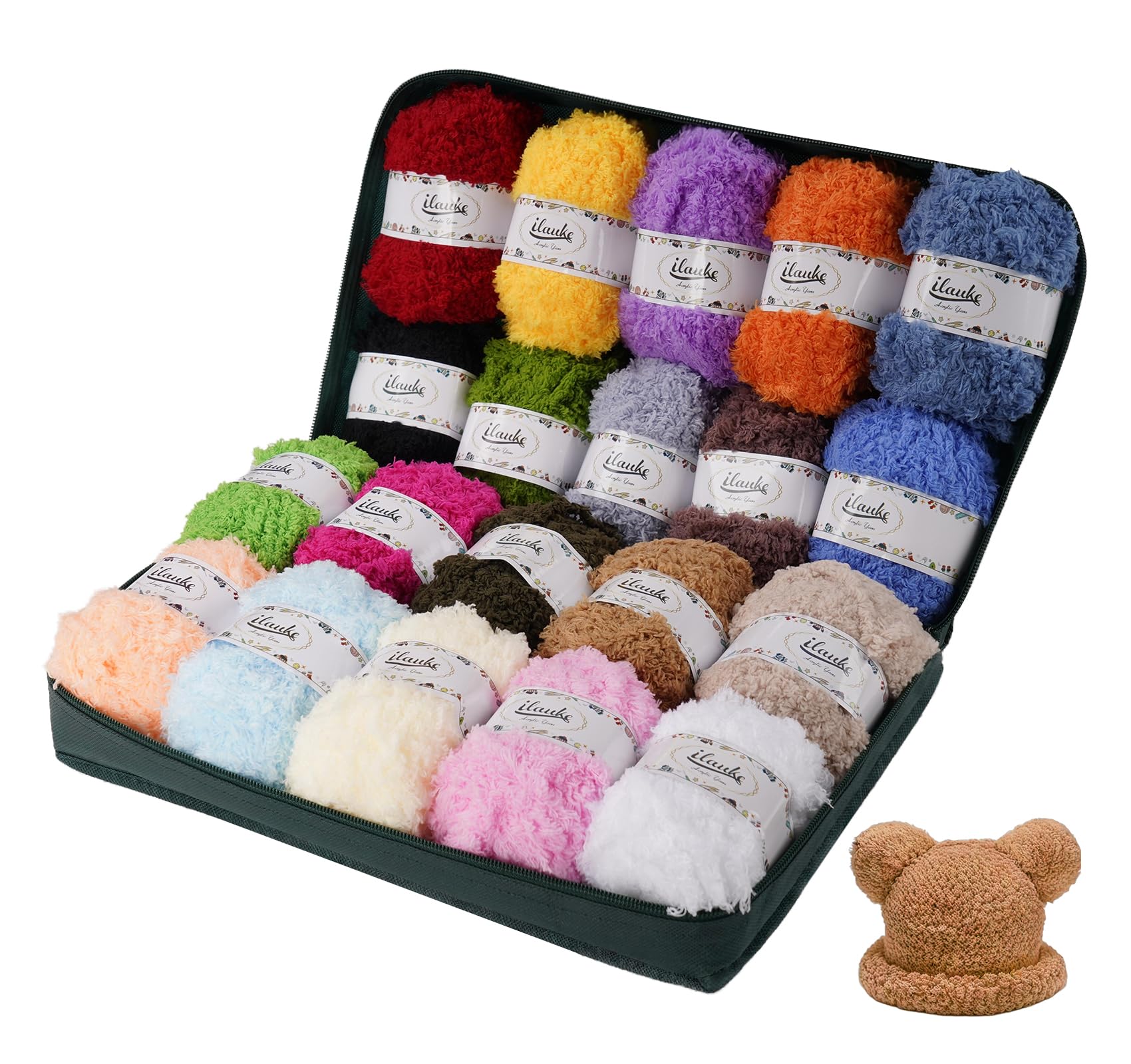 ilauke Fluffy Yarn 20x30g, Fluffy Wool for Knitting, Flutterby Chunky ...