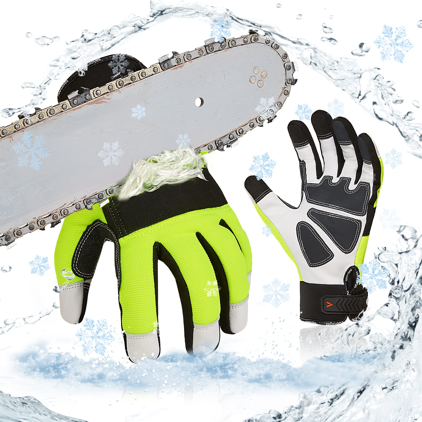 Amazon.com: Vgo... 1Pair Chainsaw Winter Gloves,12-Layer Chainsaw ...