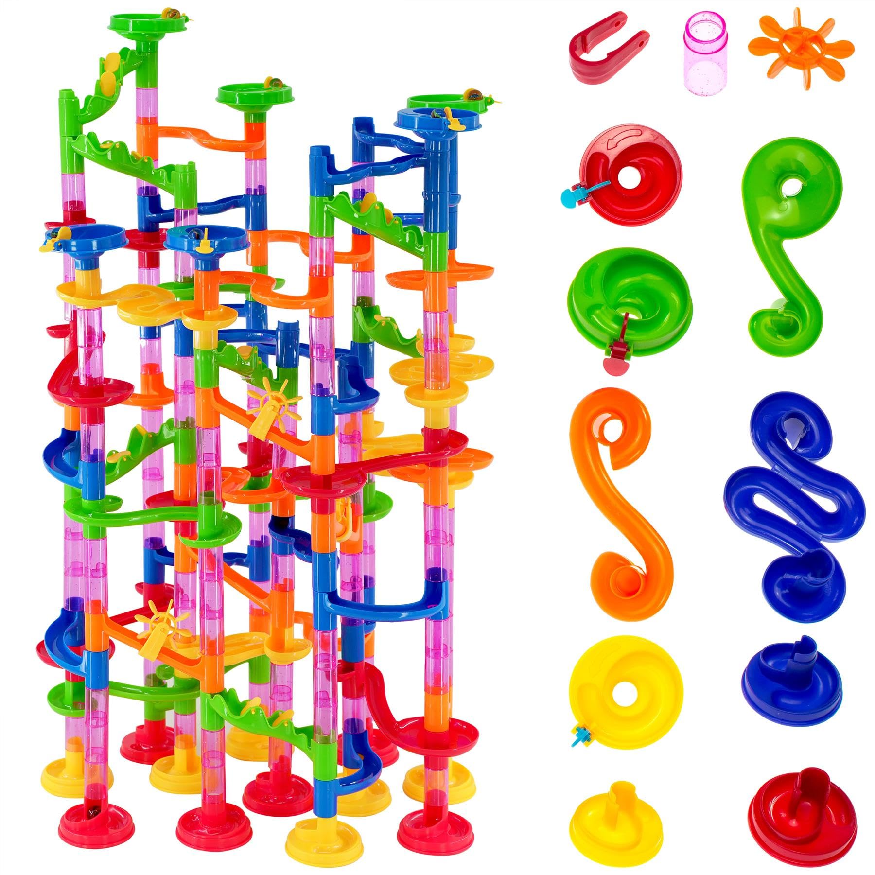 Mega Marble Run Toy Set Marble Race Track With 222 Pc