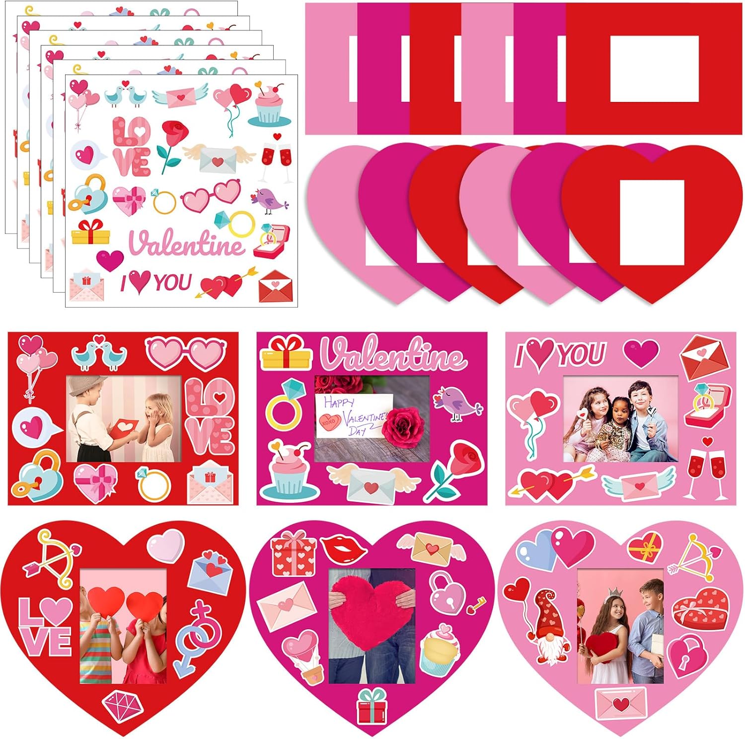 Amazon.com: Blosssound 30 Packs Valentine's Day Picture Frame Craft ...
