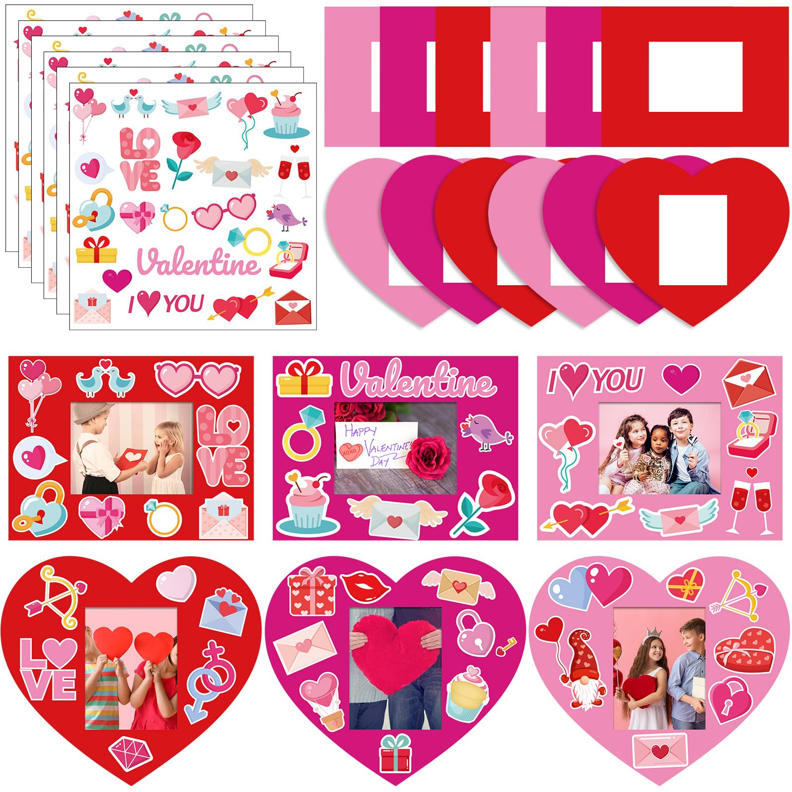 Amazon.com: Blosssound 30 Packs Valentine's Day Picture Frame Craft ...