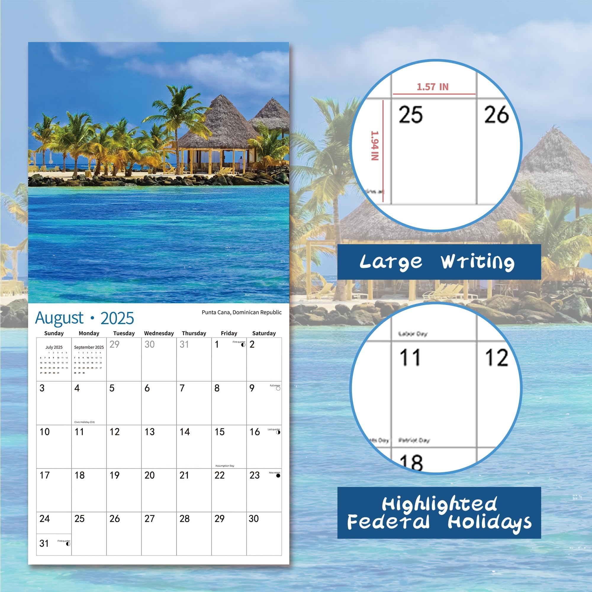 2025 Beaches Wall Calendar 12x24 Full Page Months 2025 Beaches Wall ...