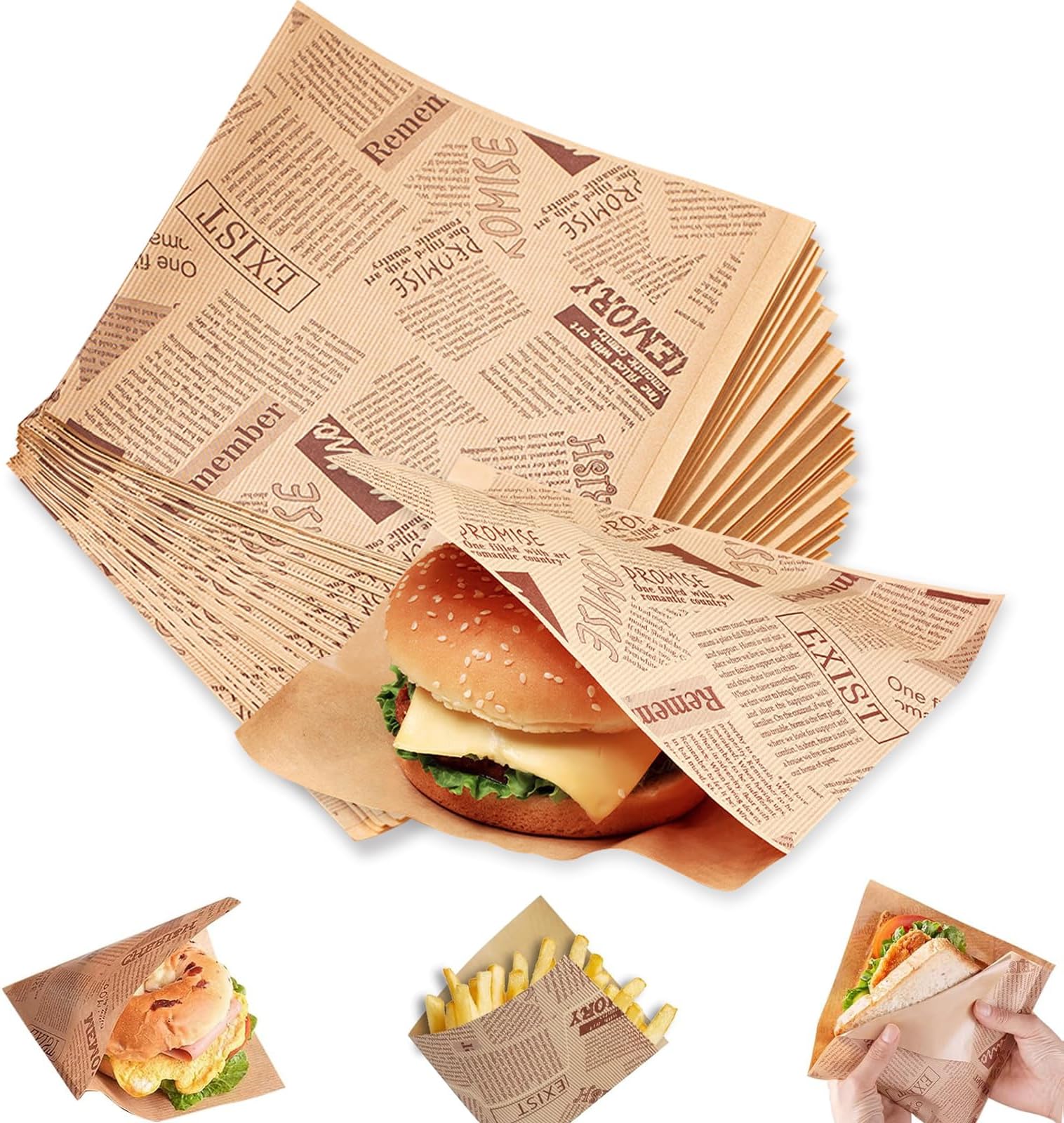 Snacktaschen | Burger Papier | Kraftpapier | Fettdicht | 50 Stück ...