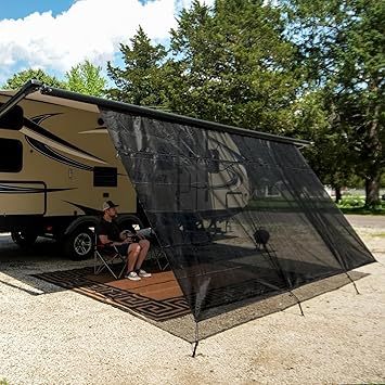 Amazon.com: NAIMORUI RV Awning Shade Screen with Zipper, 8'X15'3" RV Awning Front Shade Screen ...