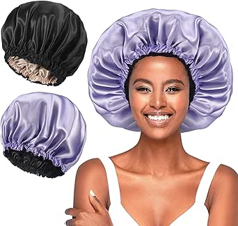 Amazon.com: 2 PCS Satin Bonnet for Sleeping, Large Silk Bonnet Hair ...