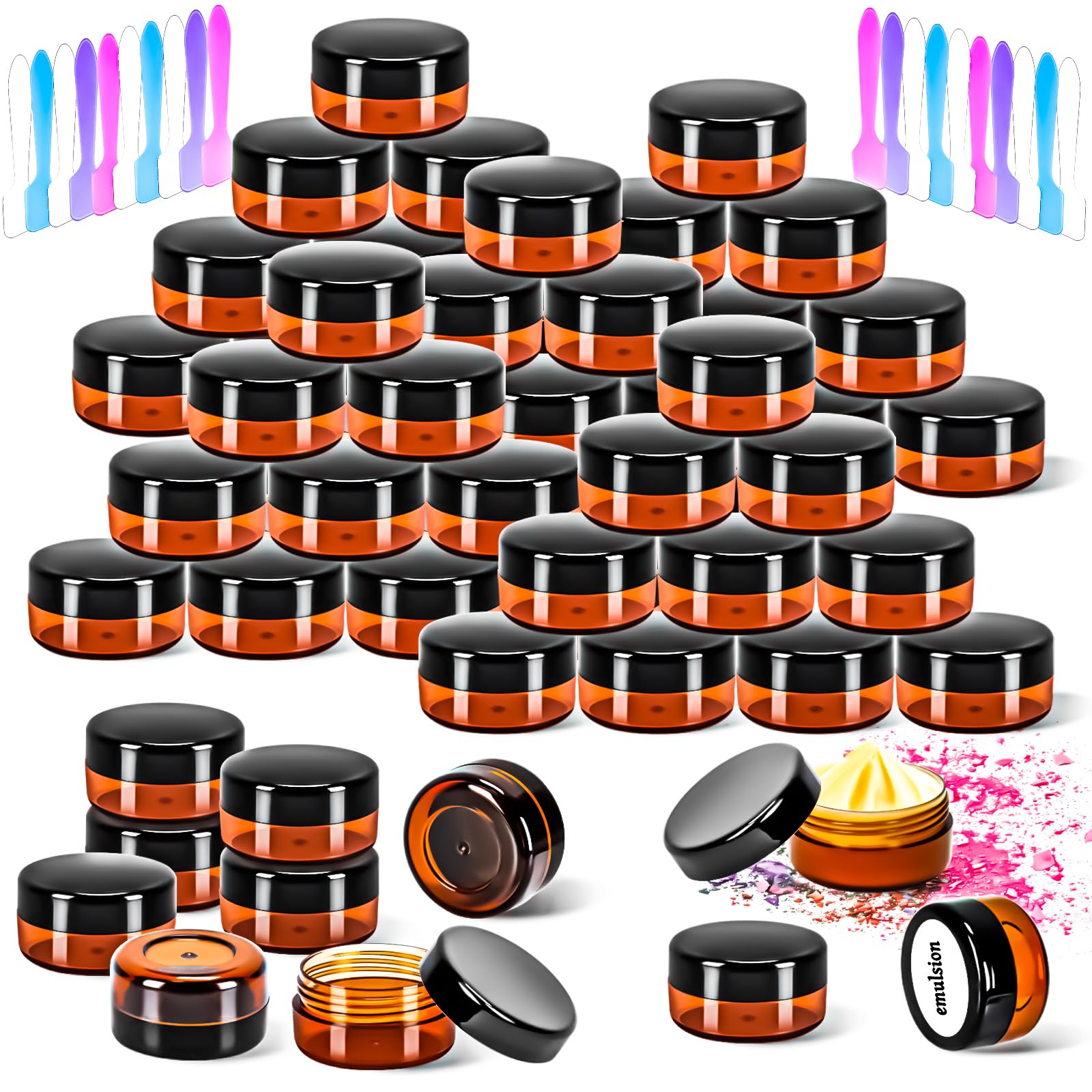 Amazon.com: MotBach 50 Pack 10g Small Plastic Cosmetic Containers with ...