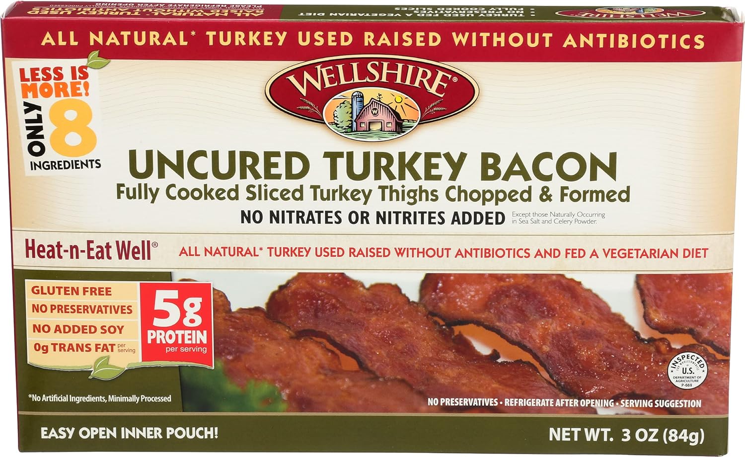 Amazon.com: Wellshire Farms, Uncured Turkey Bacon, 3 oz : Grocery ...