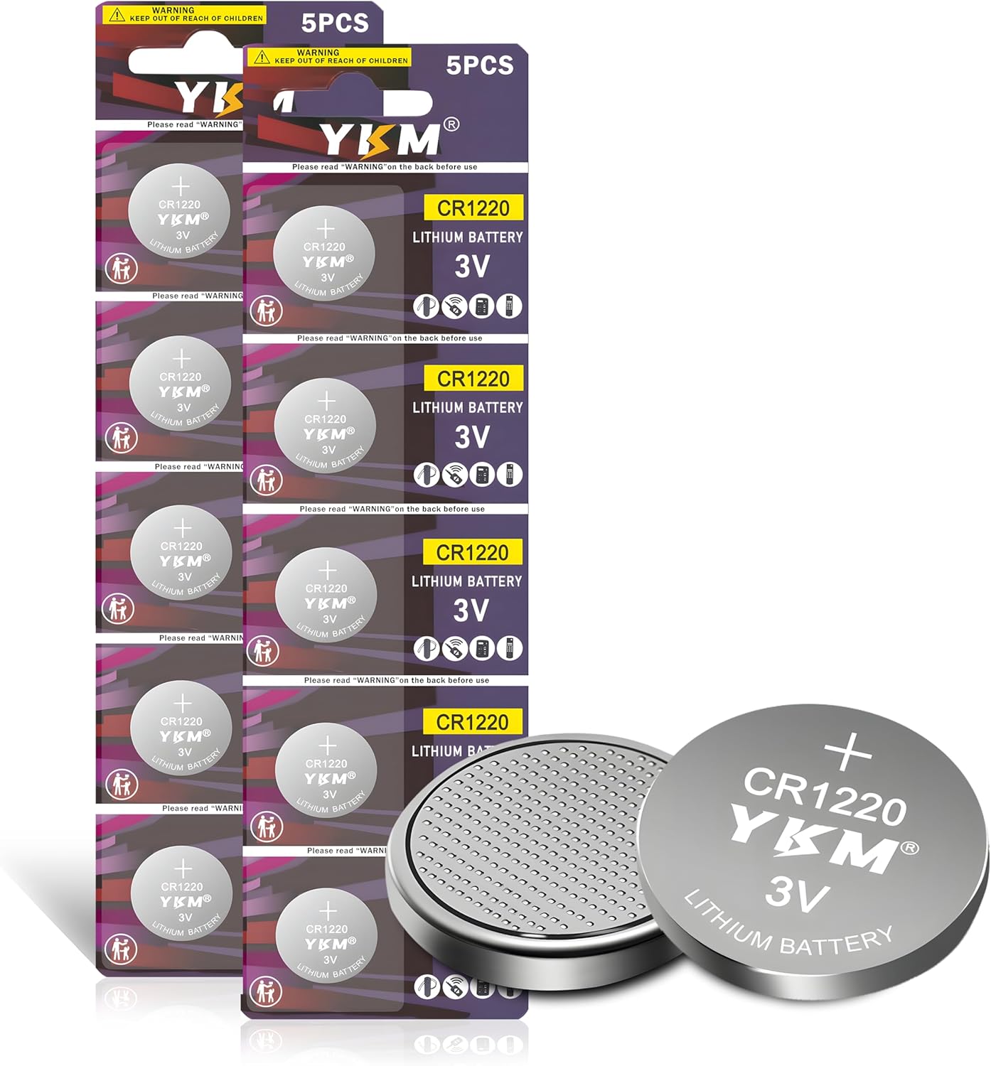 Amazon.com: YKM CR 1220 3V Button Batteries CR1220 3V Lithium Battery ...