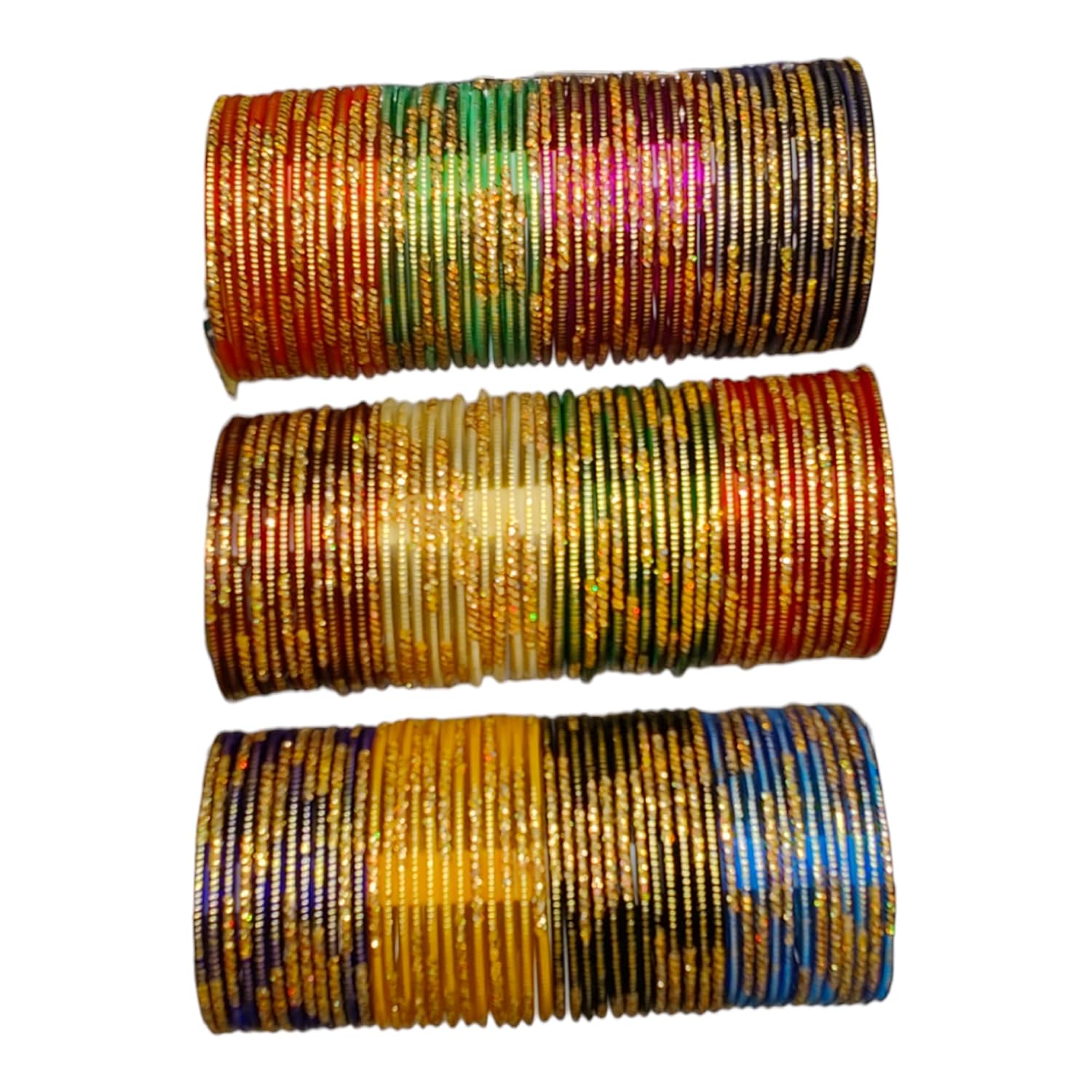Buy Lyychee Lyyche golden glitter Glass bangles fancy bangles/chudi set ...