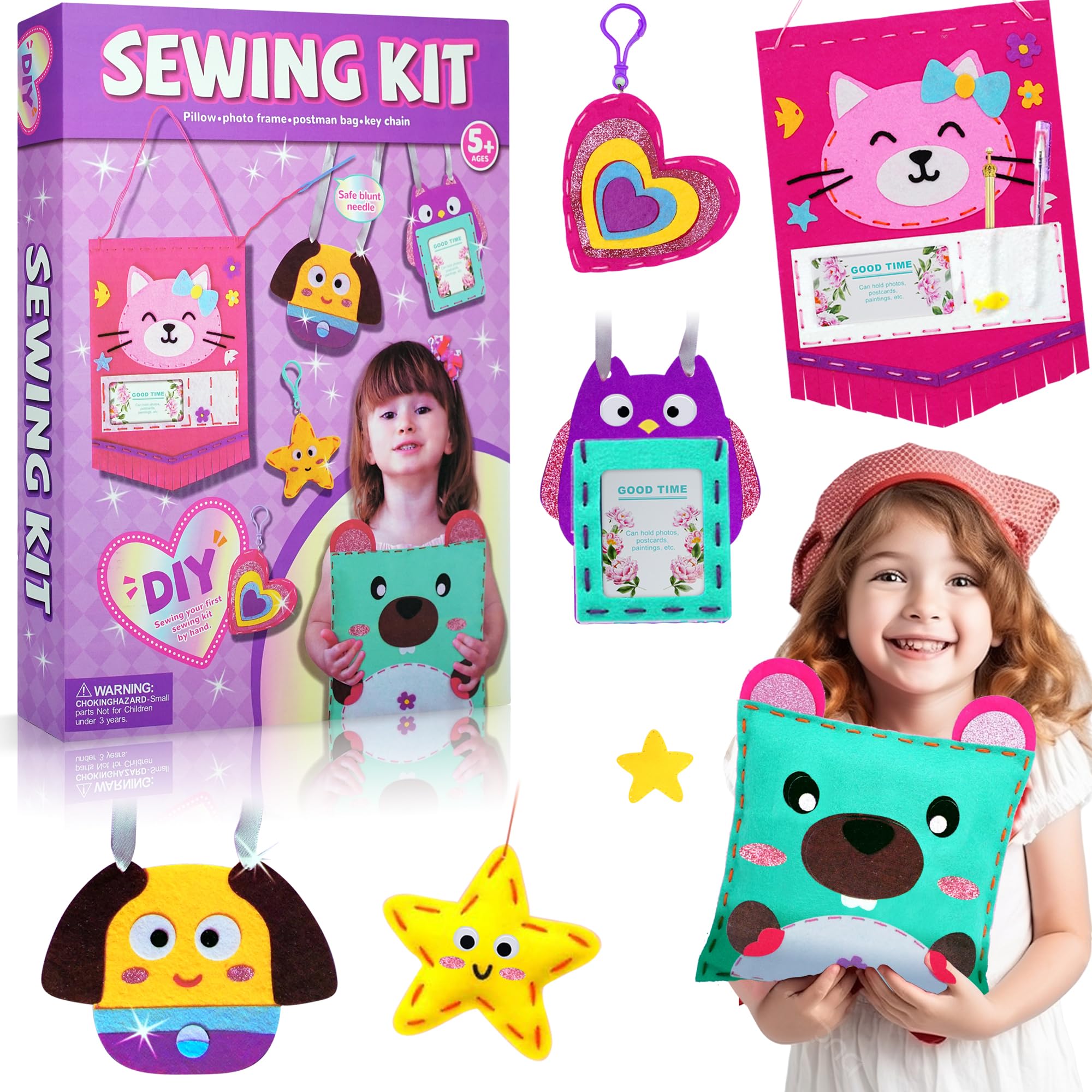 Amazon.com: Sewing Kit for Kids - Toys for Girls Kids Sewing Kit,Make 6 ...