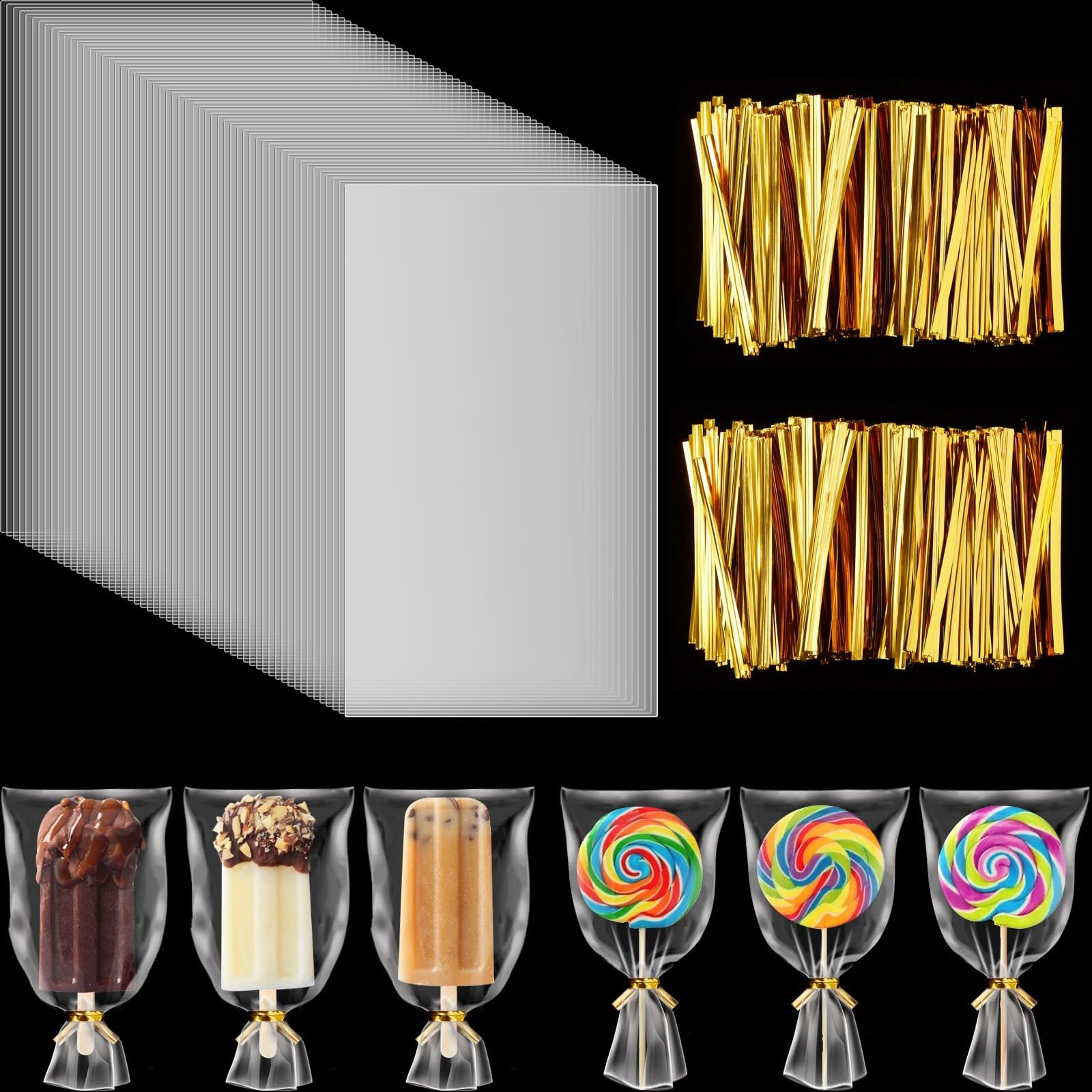 Amazon.com: Augshy Cake Pop Bags, 300 Pcs Cellophane Treat Bags 3 x 5 ...