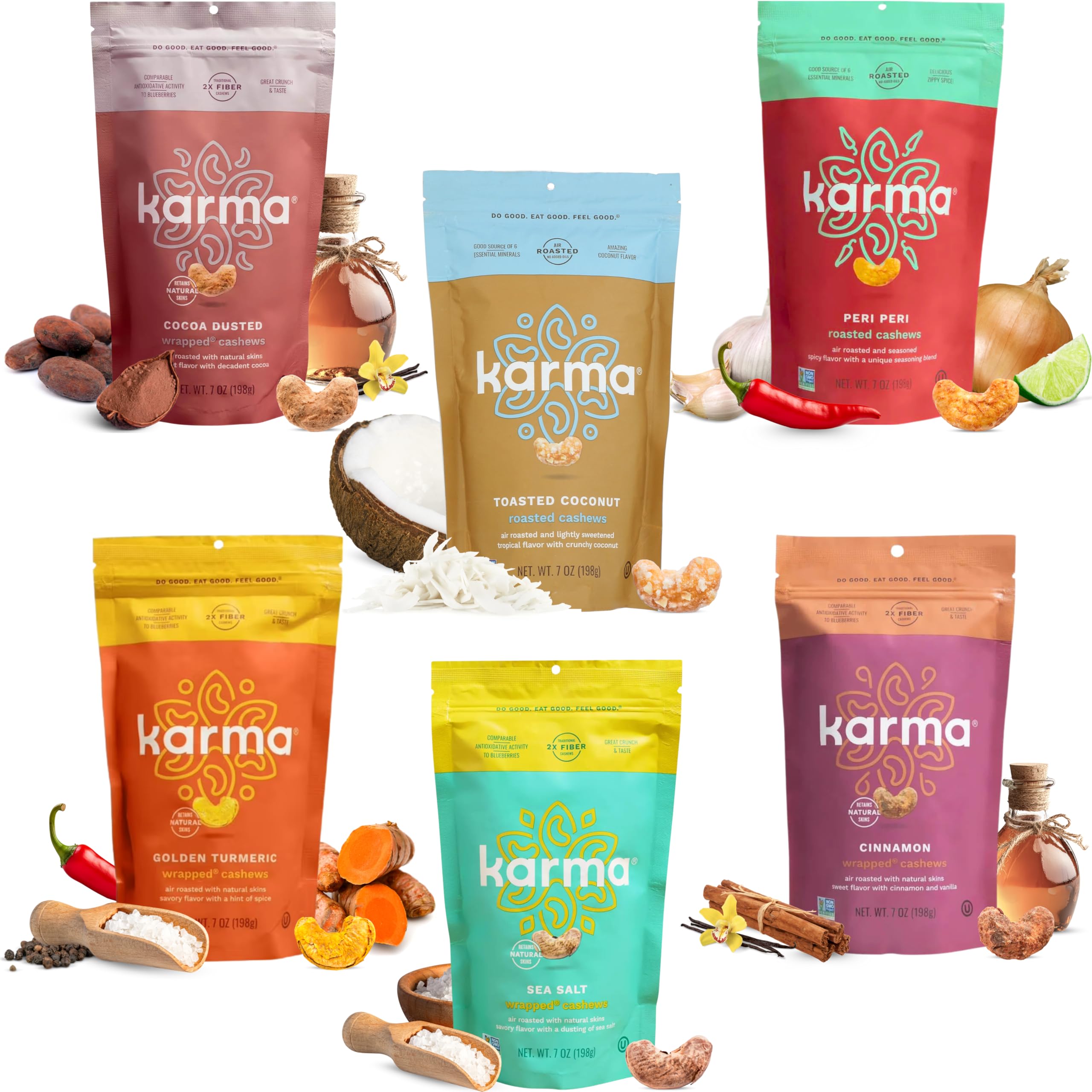 Snapklik.com : Sample Flavors Variety Pack Cashews By Karma Nuts, Whole ...