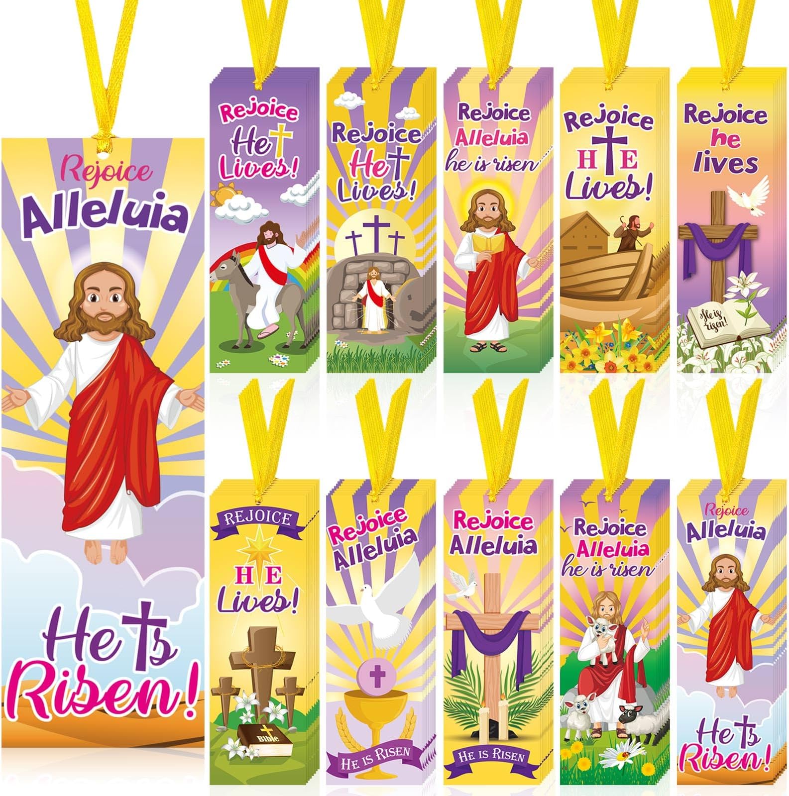 Amazon.com: Tenceur 500 Pcs Easter Bookmarks for Kids Bulk He Lives ...