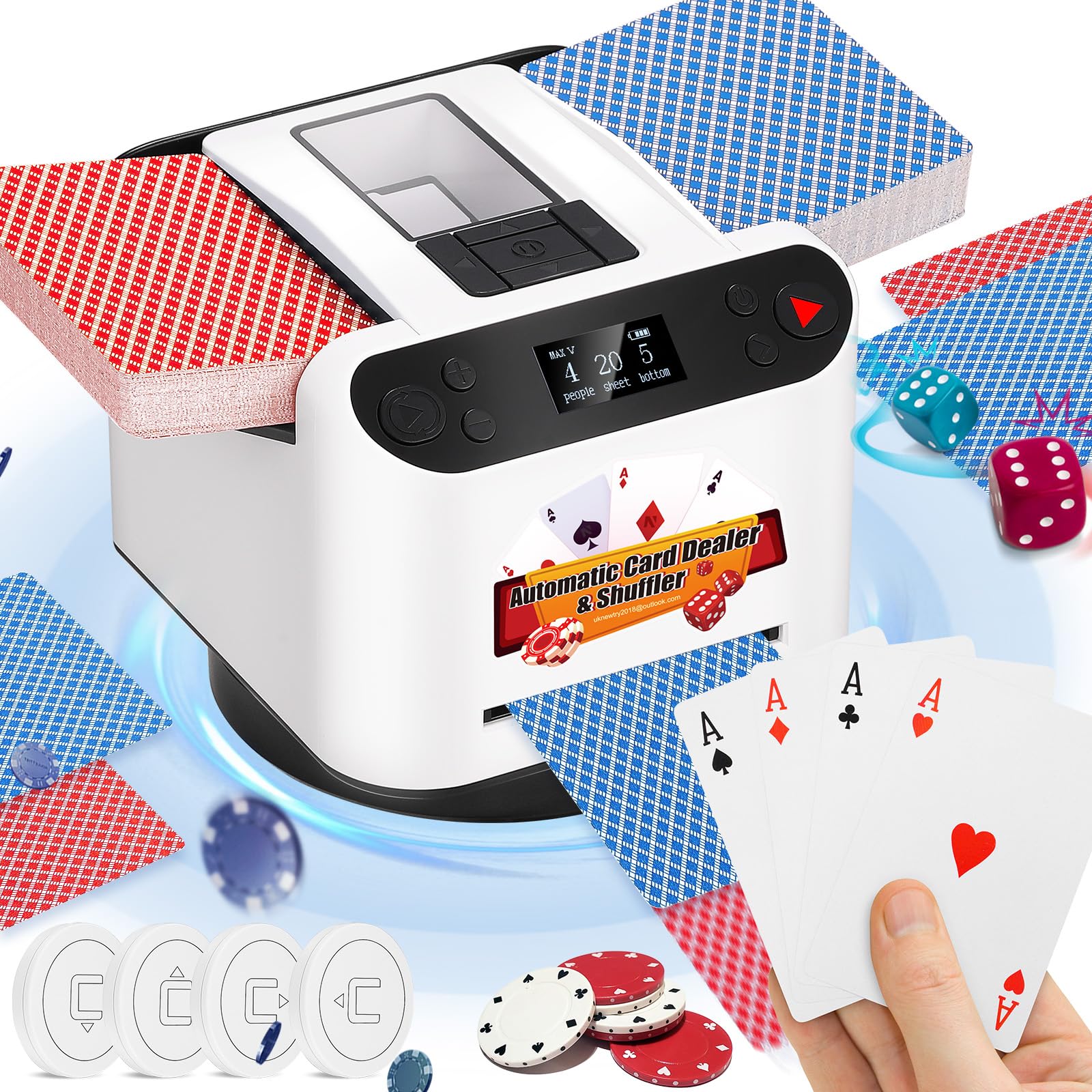 NEWTRY Automatic Card Shuffler and Dealer 2-in-1 Card Dealer Machine ...