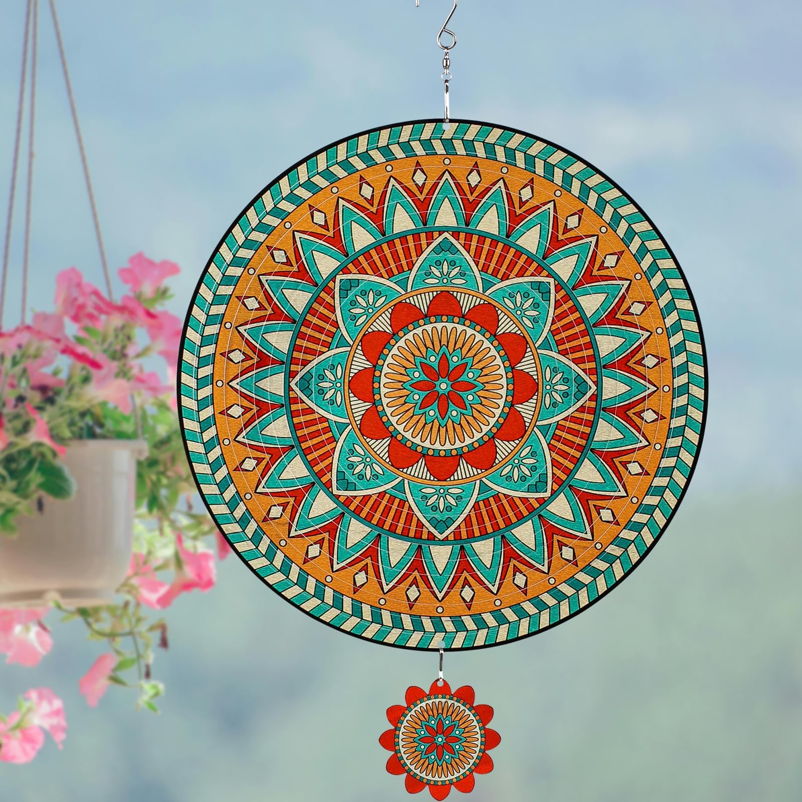 Amazon.com: TUOKING Mandala Wind Spinners Outdoor Metal 3D Hanging Art ...