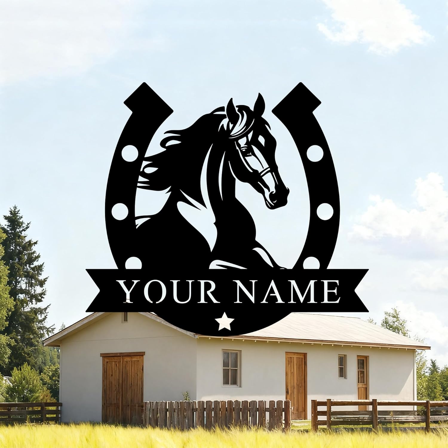 Amazon.com: Personalized Horse Ranch Sign Custom Horseshoe Metal Sign ...