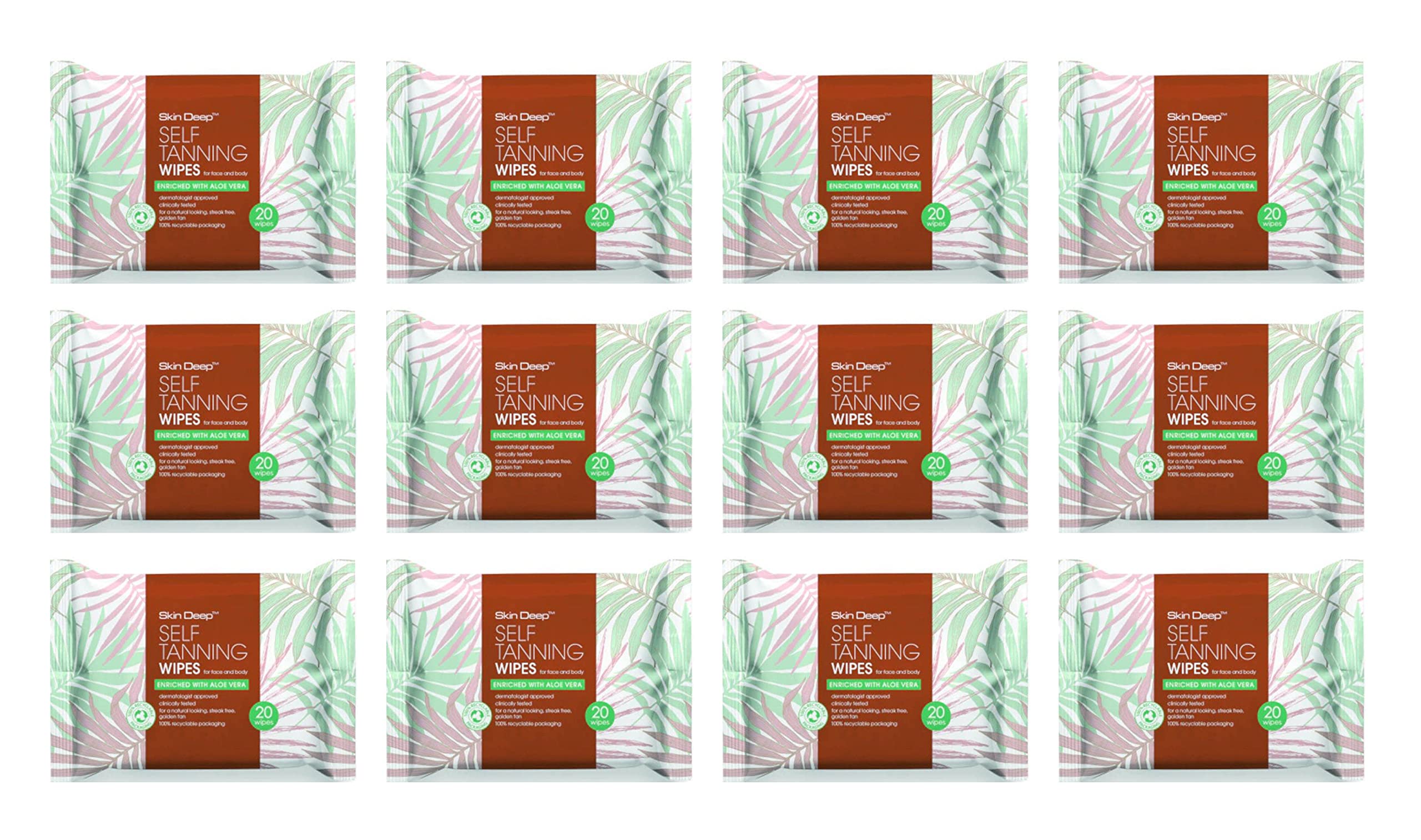Skin Deep Self Tanning Wipes 20 Wipes x 12 Packs by Skin Deep : Amazon ...